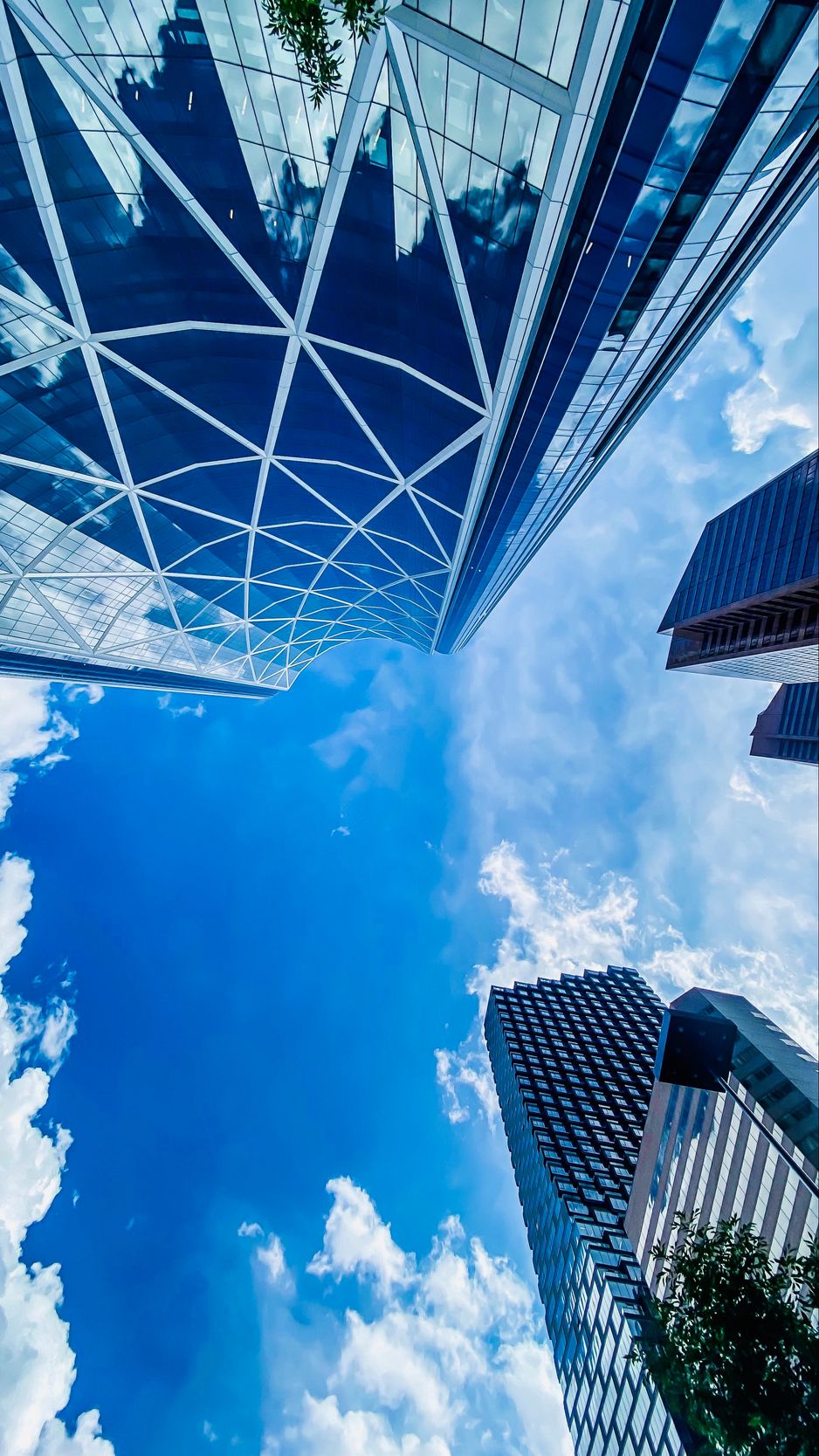Download wallpaper 938x1668 skyscrapers, buildings, sky, bottom view ...