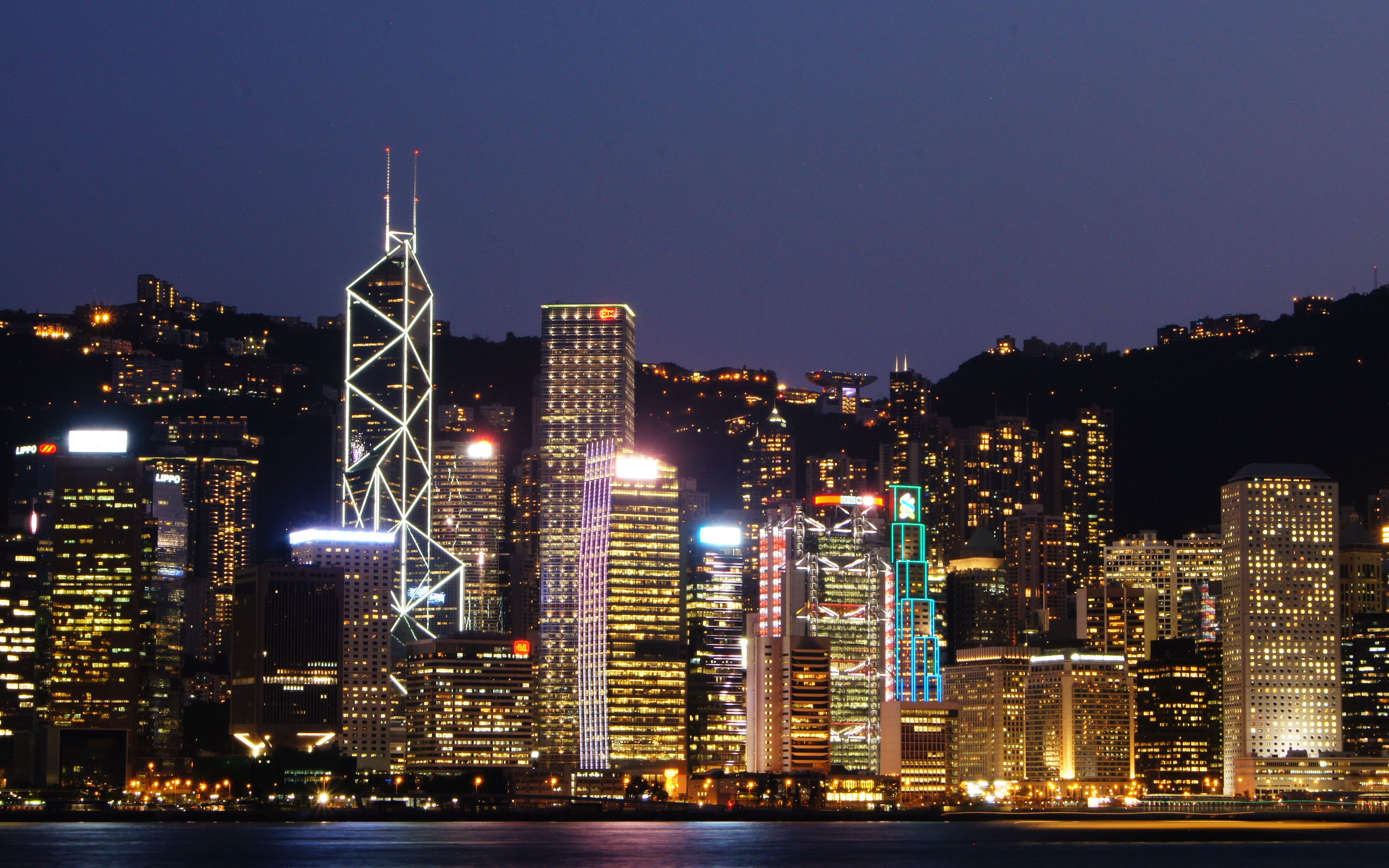 Download wallpaper 3840x2400 skyscrapers, lights, city, glow, night 4k ...