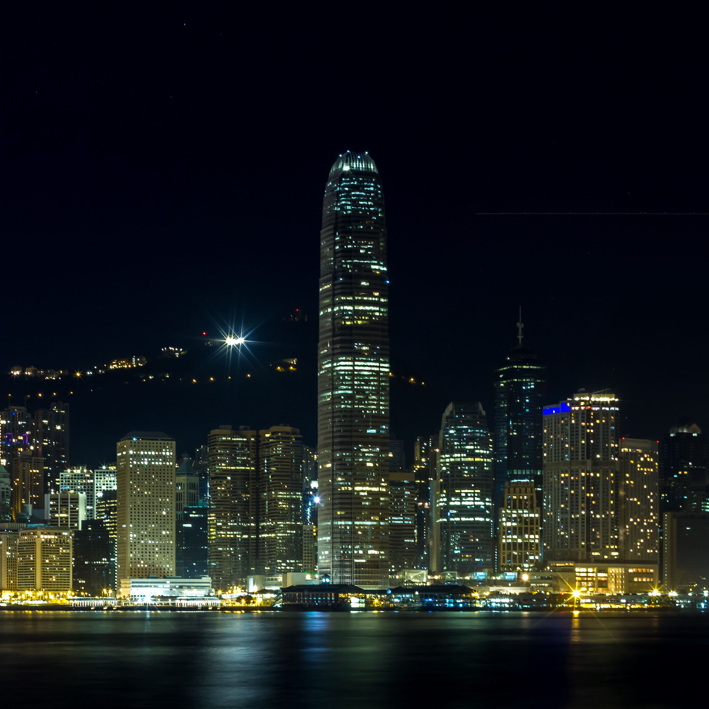 Download wallpaper 2780x2780 skyscrapers, towers, lights, city, night ...