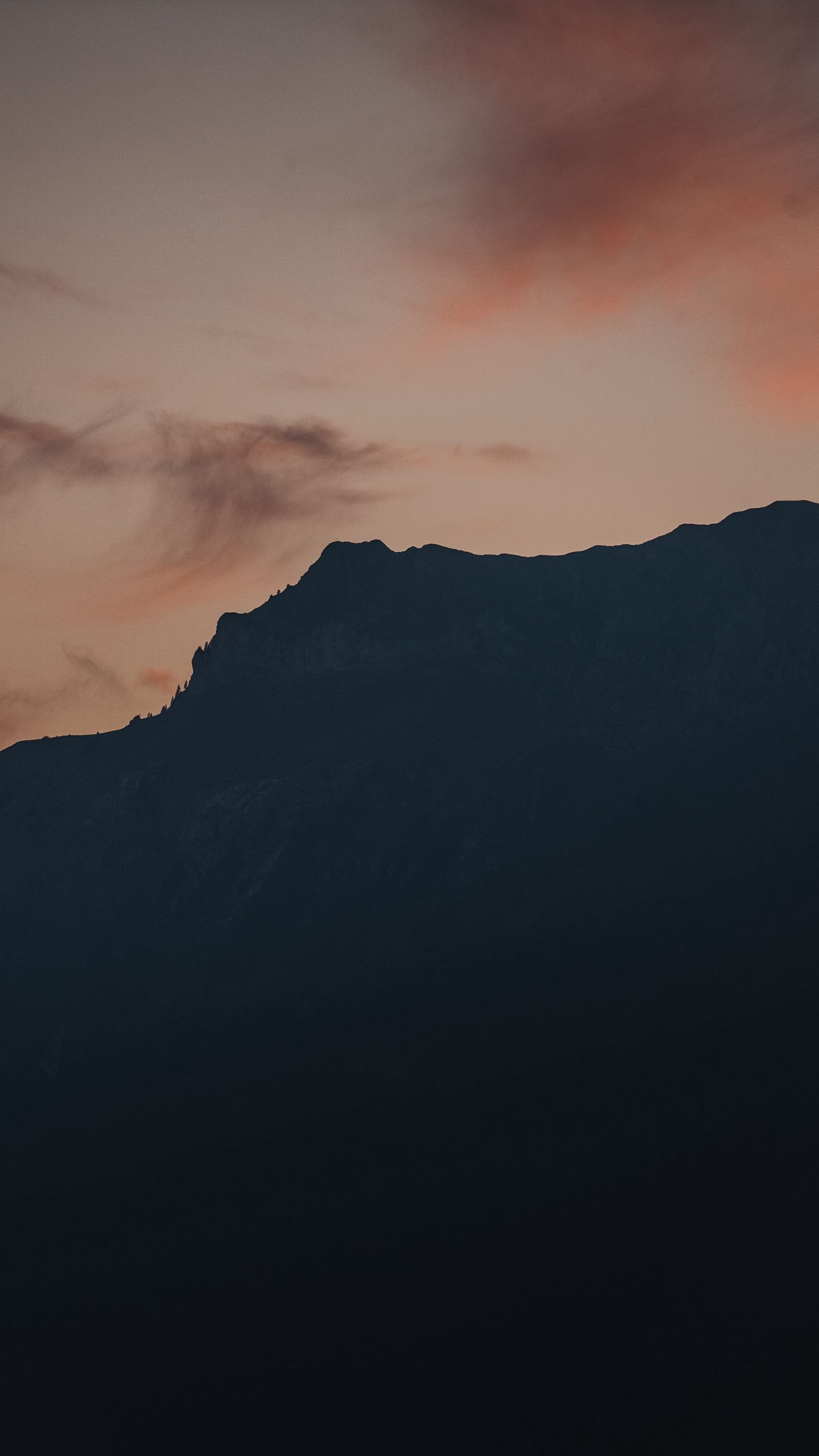 Download wallpaper 1350x2400 slope, mountains, silhouette, sunset, sky ...