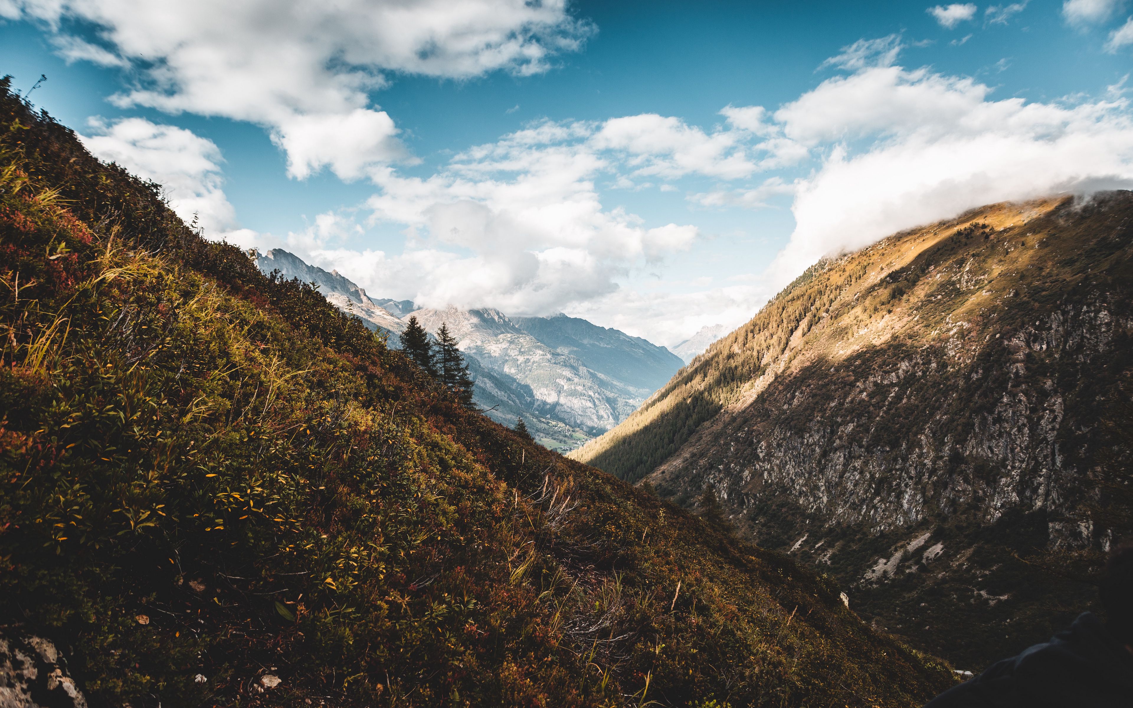 Download wallpaper 3840x2400 slope, mountains, valley, trees 4k ultra ...