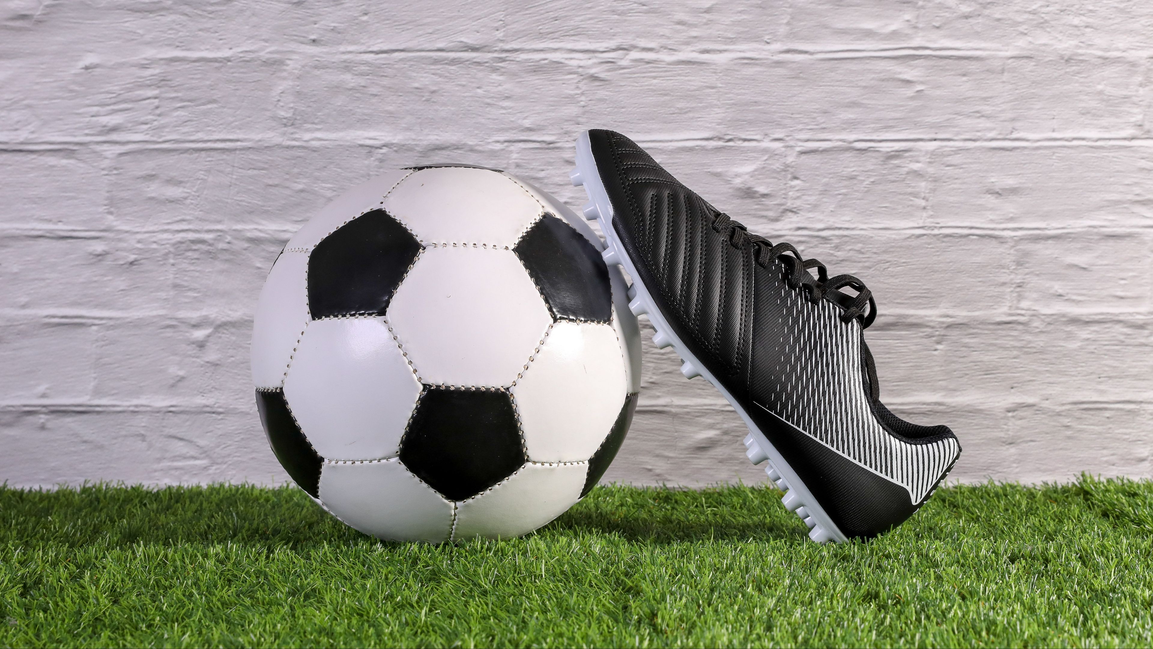 Download wallpaper 3840x2160 soccer ball, boot, grass, football, sport ...