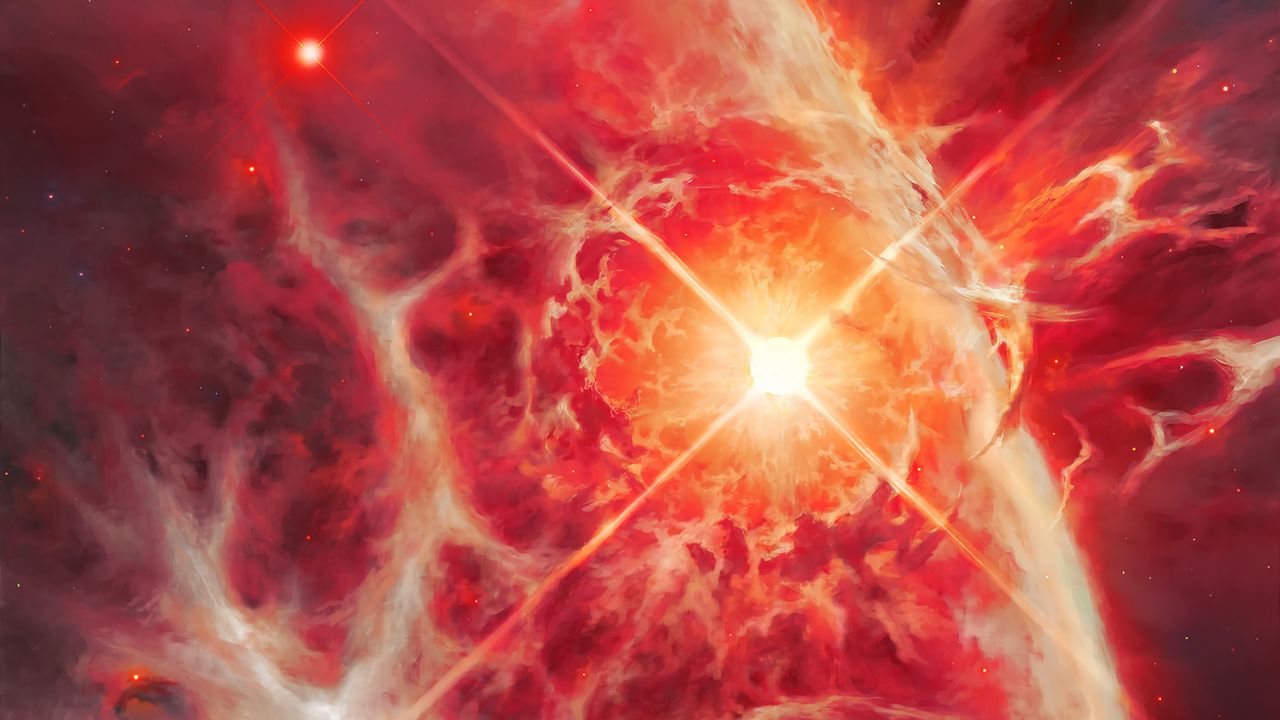 Download wallpaper 1280x720 space, art, universe, red, bright hd, hdv ...