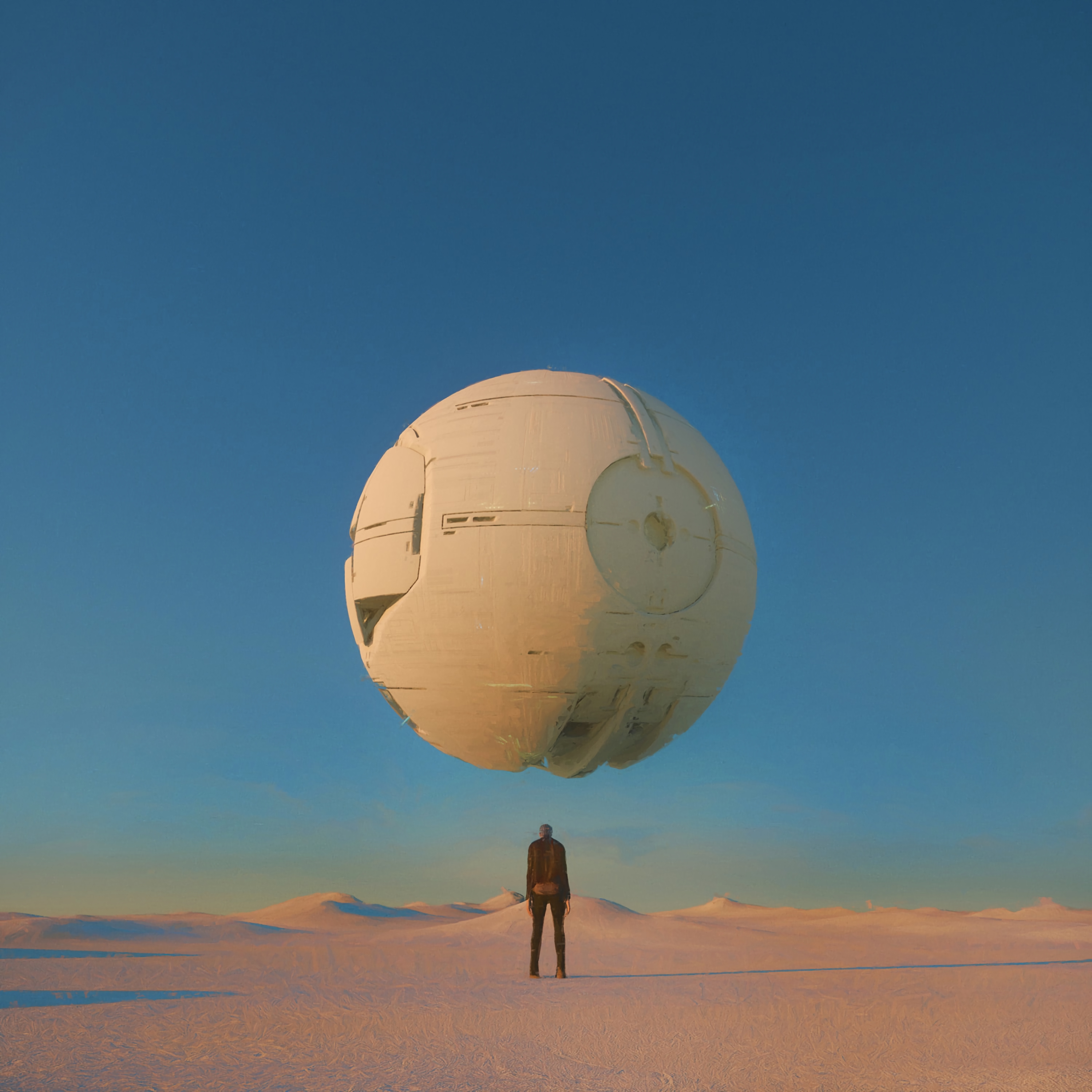 Download wallpaper 3000x3000 space ship, man, futurism, art hd background
