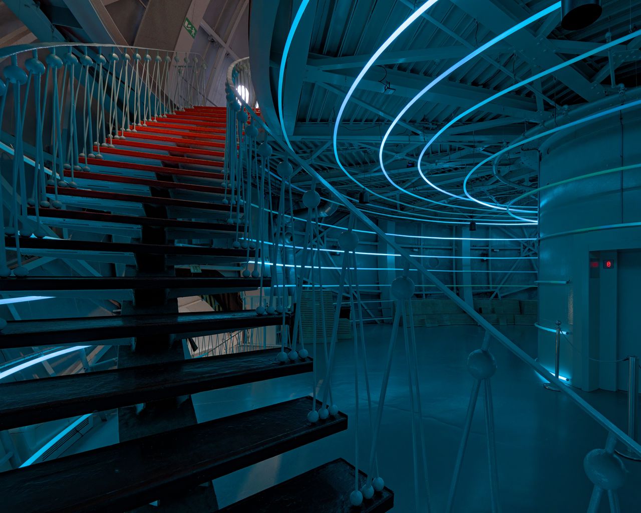 Download wallpaper 1280x1024 staircase, room, neon standard 5:4 hd ...