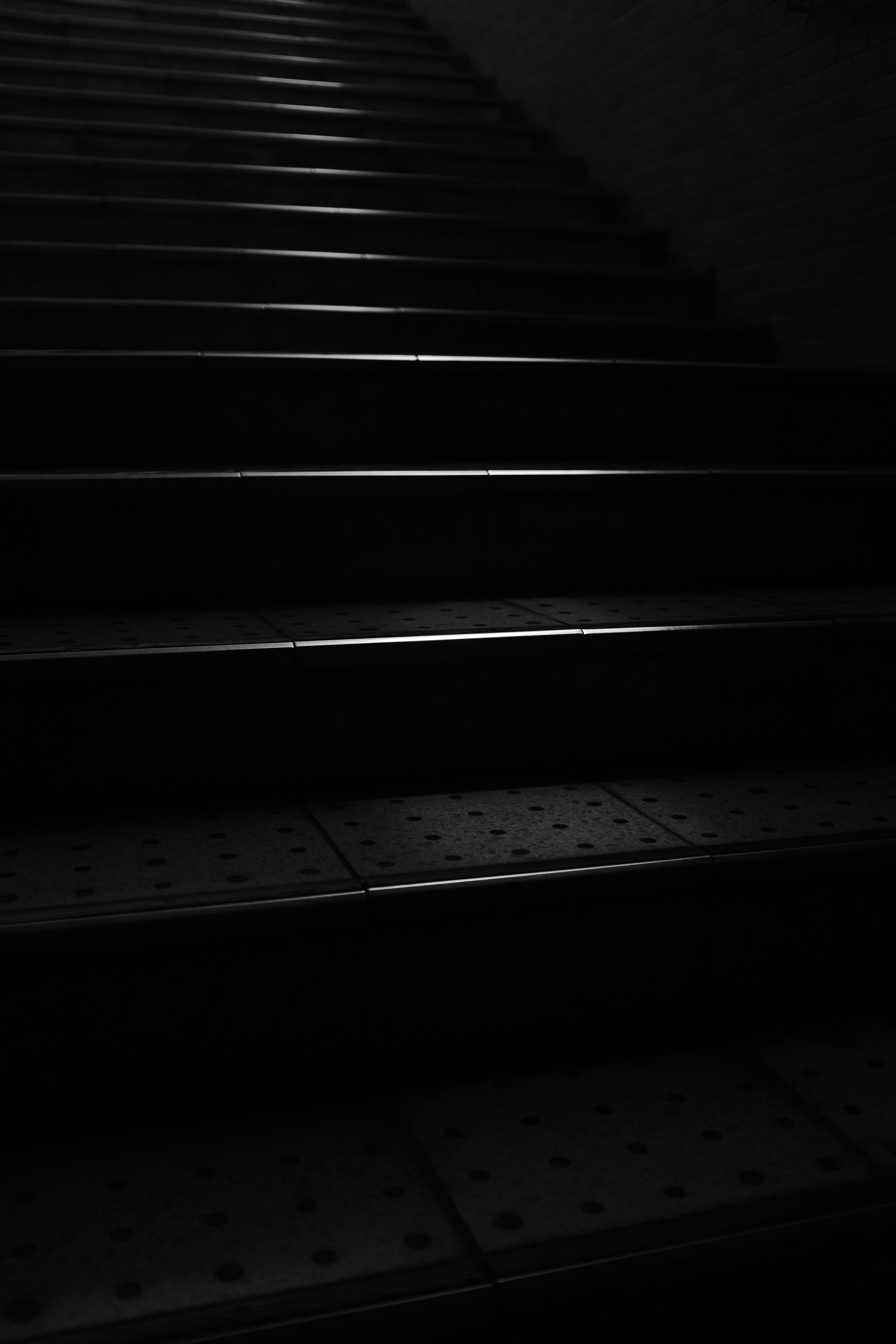 Download wallpaper 3957x5935 stairs, steps, bw, black, dark hd background