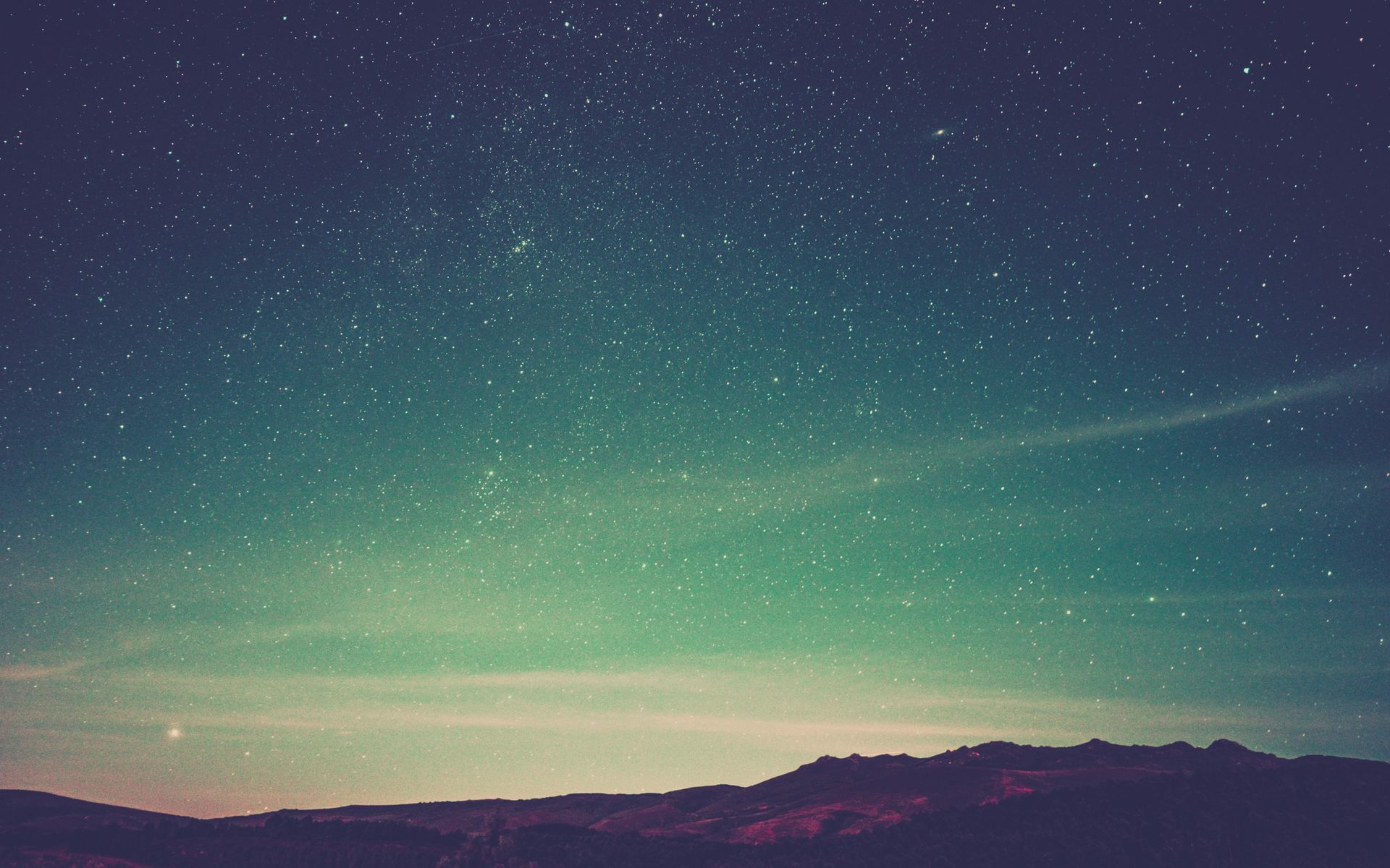 Download wallpaper 1920x1200 starry sky, radiance, mountains, sky ...