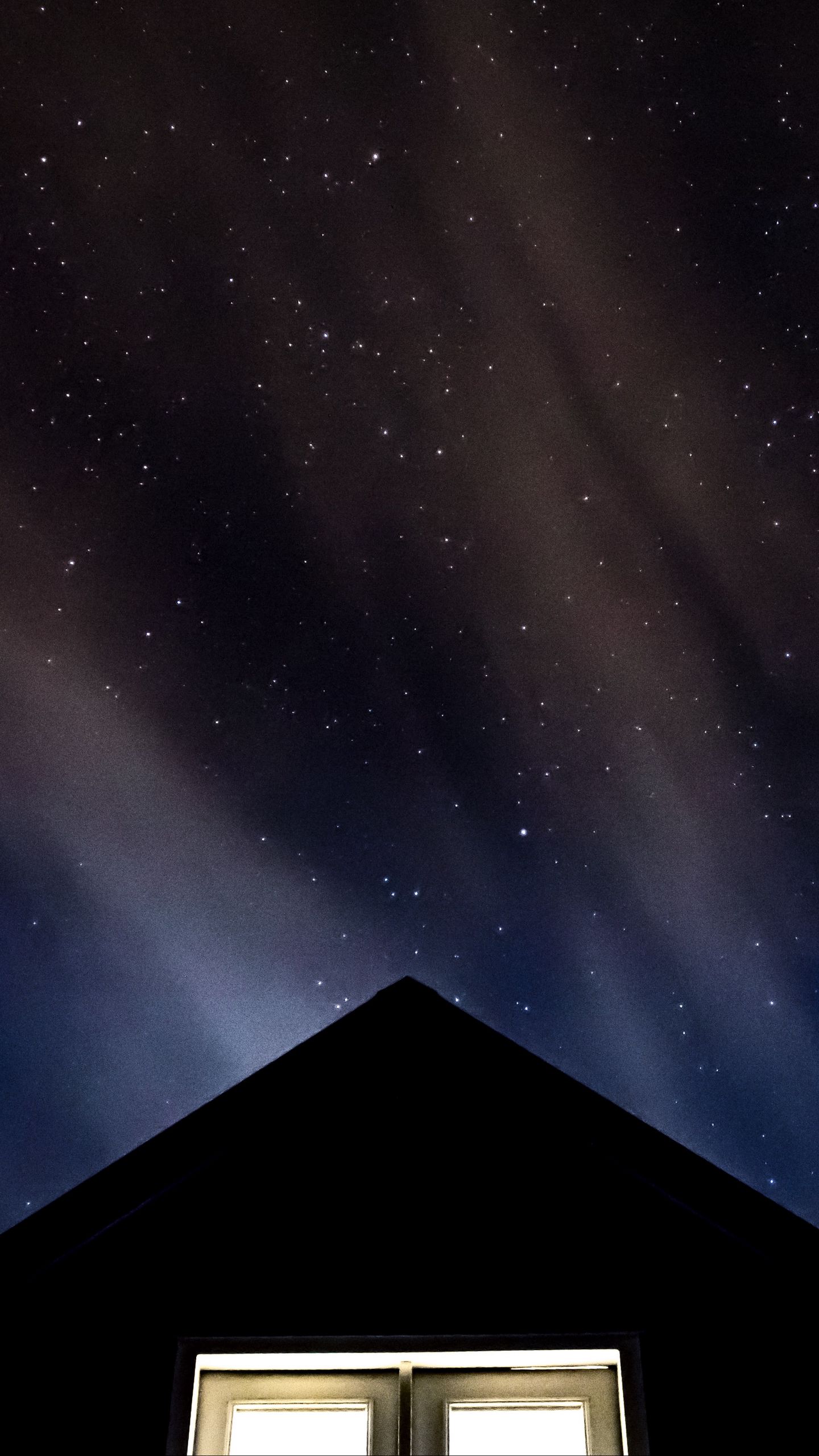 Download wallpaper 1440x2560 starry sky, roof, night, window qhd ...