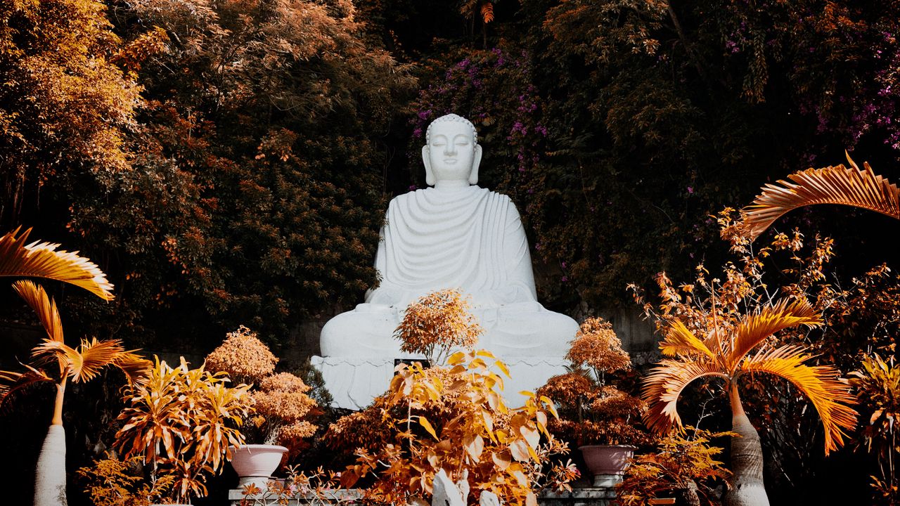 Wallpaper buddha, buddhism, harmony, sculpture, trees, plants hd ...