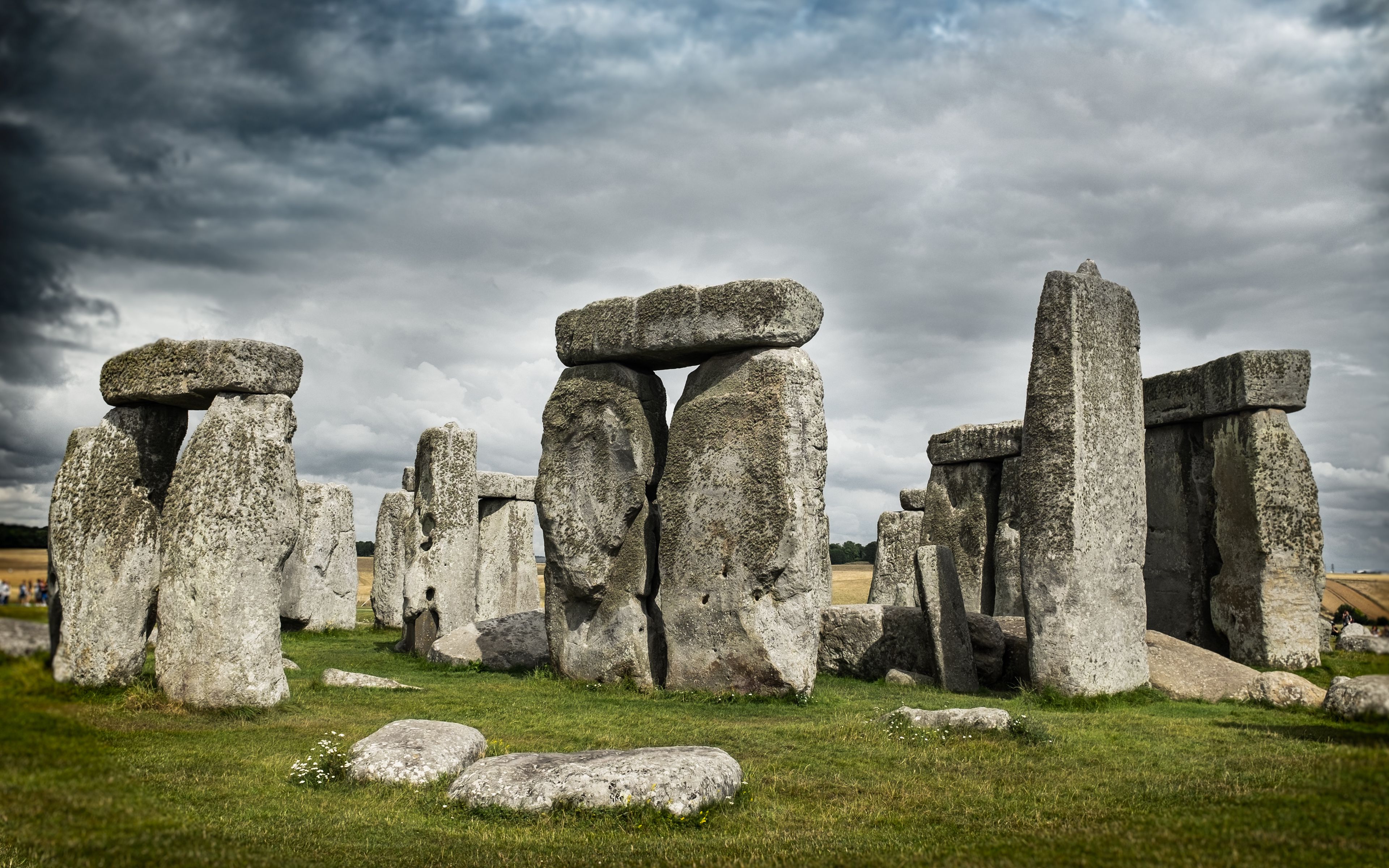 Download wallpaper 3840x2400 stones, ruins, stonehenge, grass, nature ...