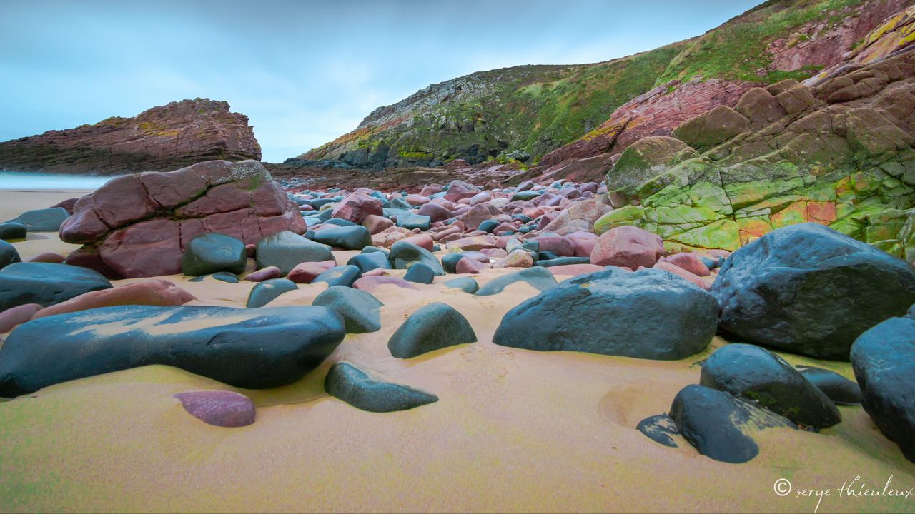 Wallpaper stones, sand, coast, rock hd, picture, image