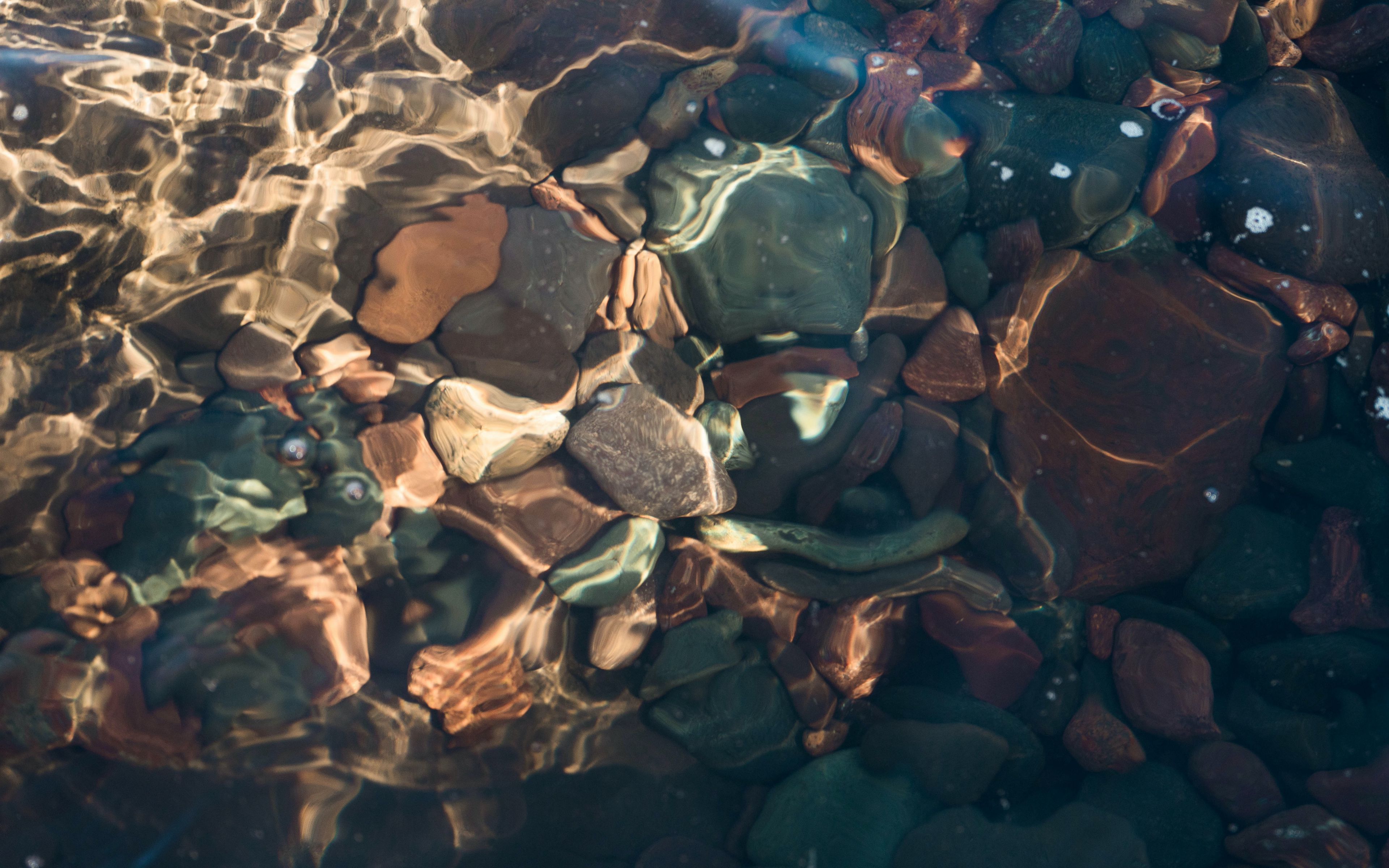 Download wallpaper 3840x2400 stones, water, ripples, distortion 4k ...