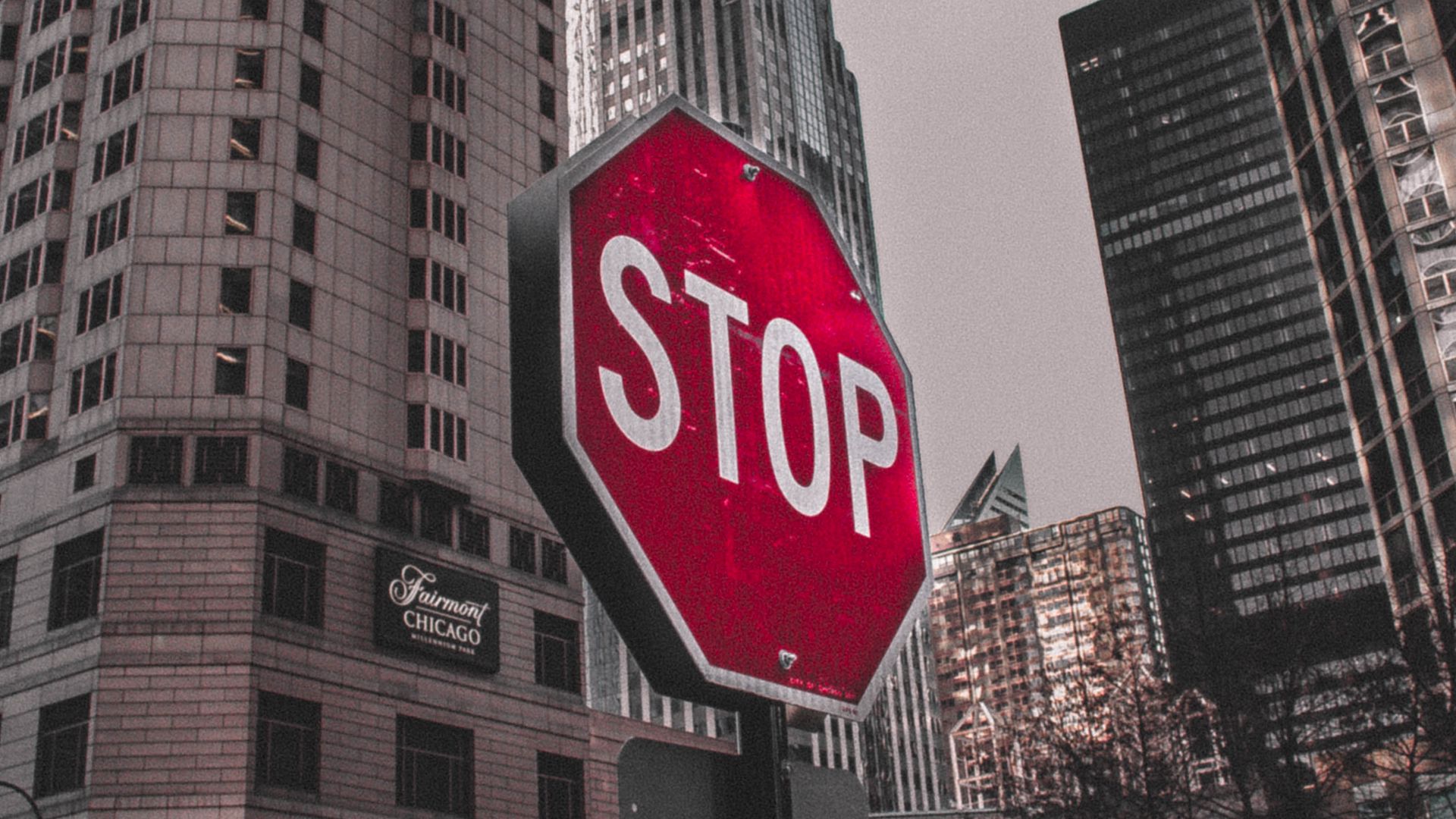Download wallpaper 1920x1080 stop, sign, word, buildings, city full hd ...