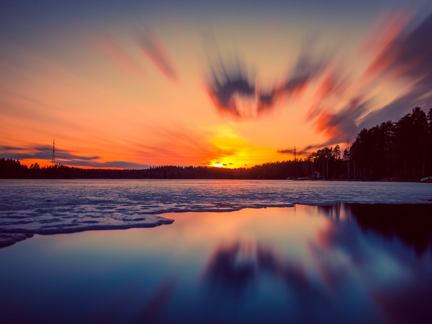 Download wallpaper 1400x1050 sunset, lake, ice, sky standard 4:3 hd ...