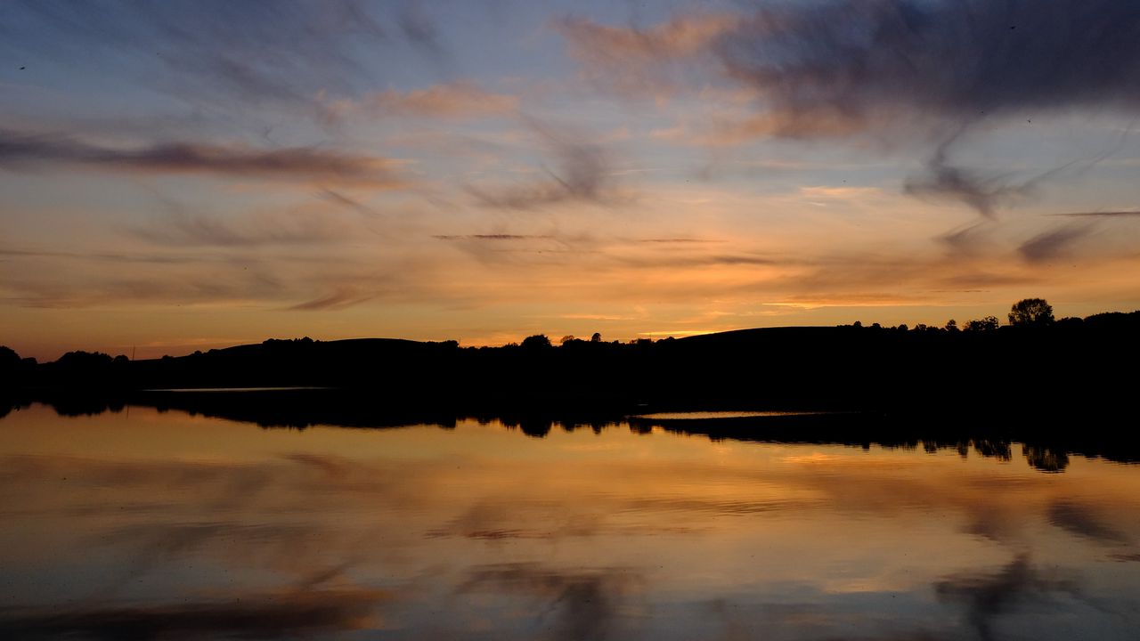 Wallpaper sunset, lake, sky, reflection hd, picture, image