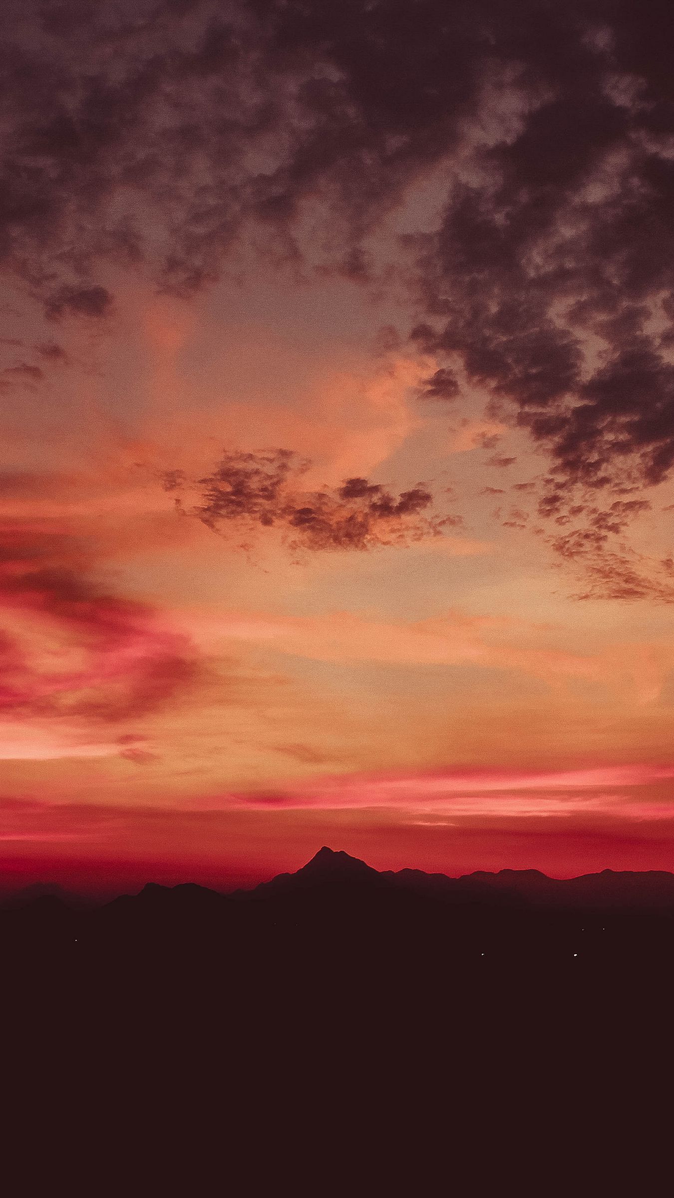 Download wallpaper 1350x2400 sunset, mountains, clouds, sky iphone 8+/7 ...