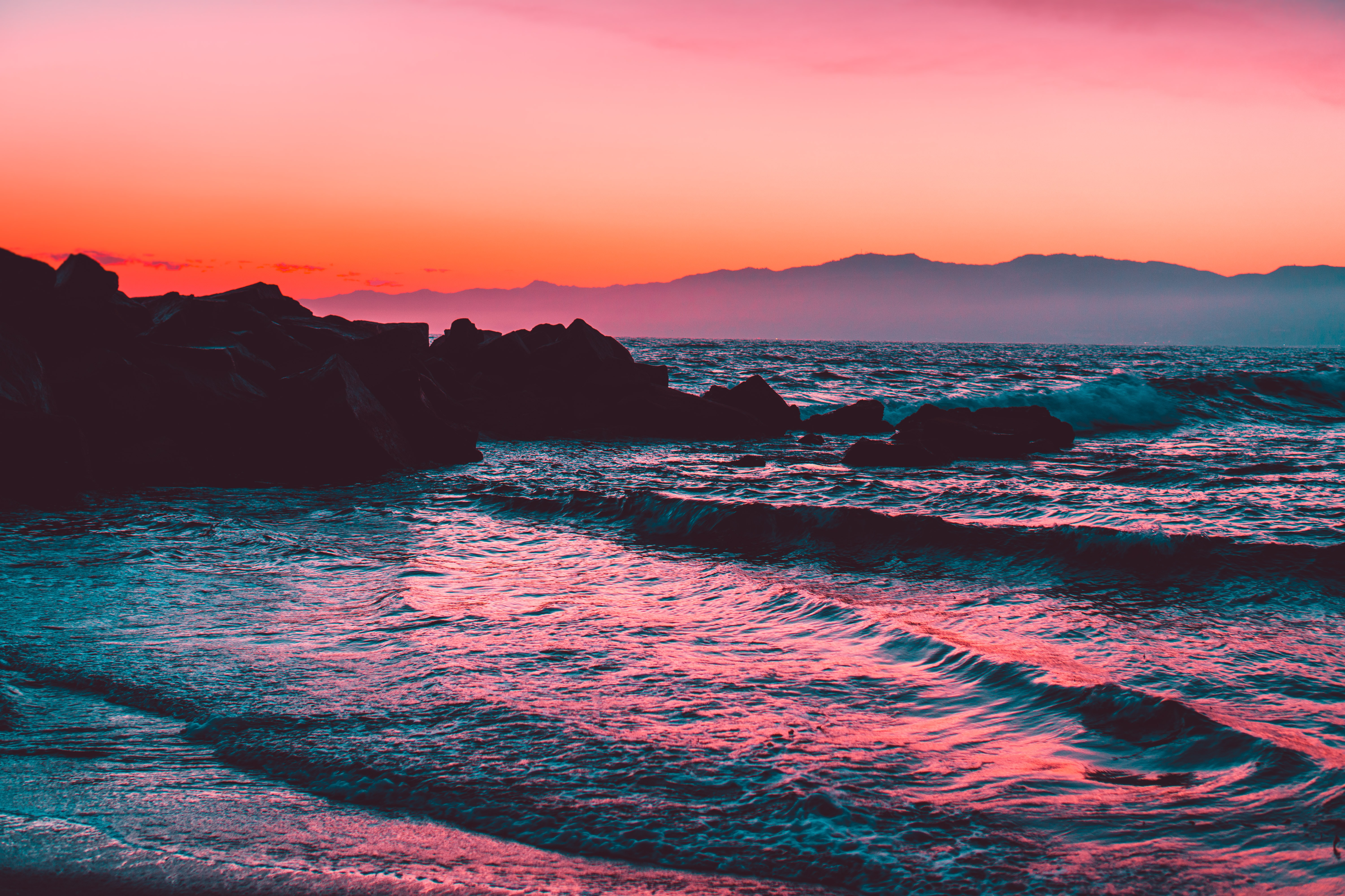 Download wallpaper 6000x4000 sunset, rocks, blocks, mountains hd background