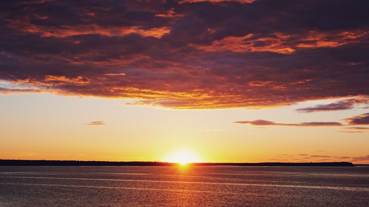 Wallpaper sunset, sea, skyline, sky hd, picture, image