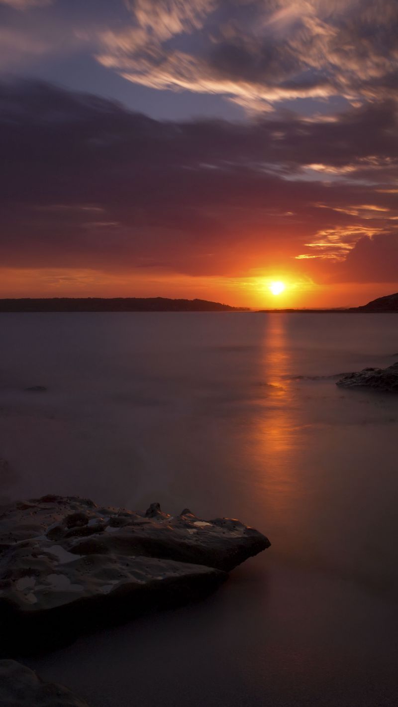 Download wallpaper 800x1420 sunset, sea, stones, horizon iphone se/5s ...