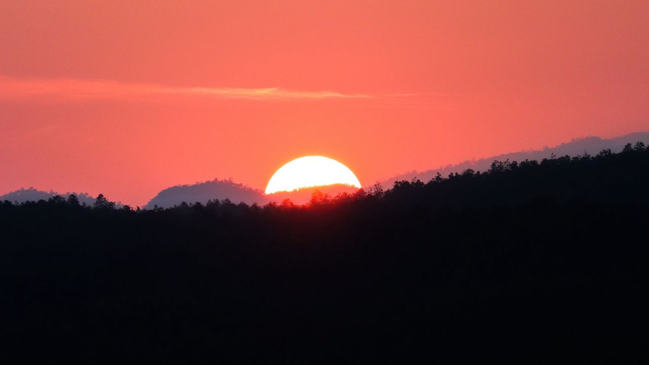 Wallpaper sunset, sun, red, dusk, landscape hd, picture, image