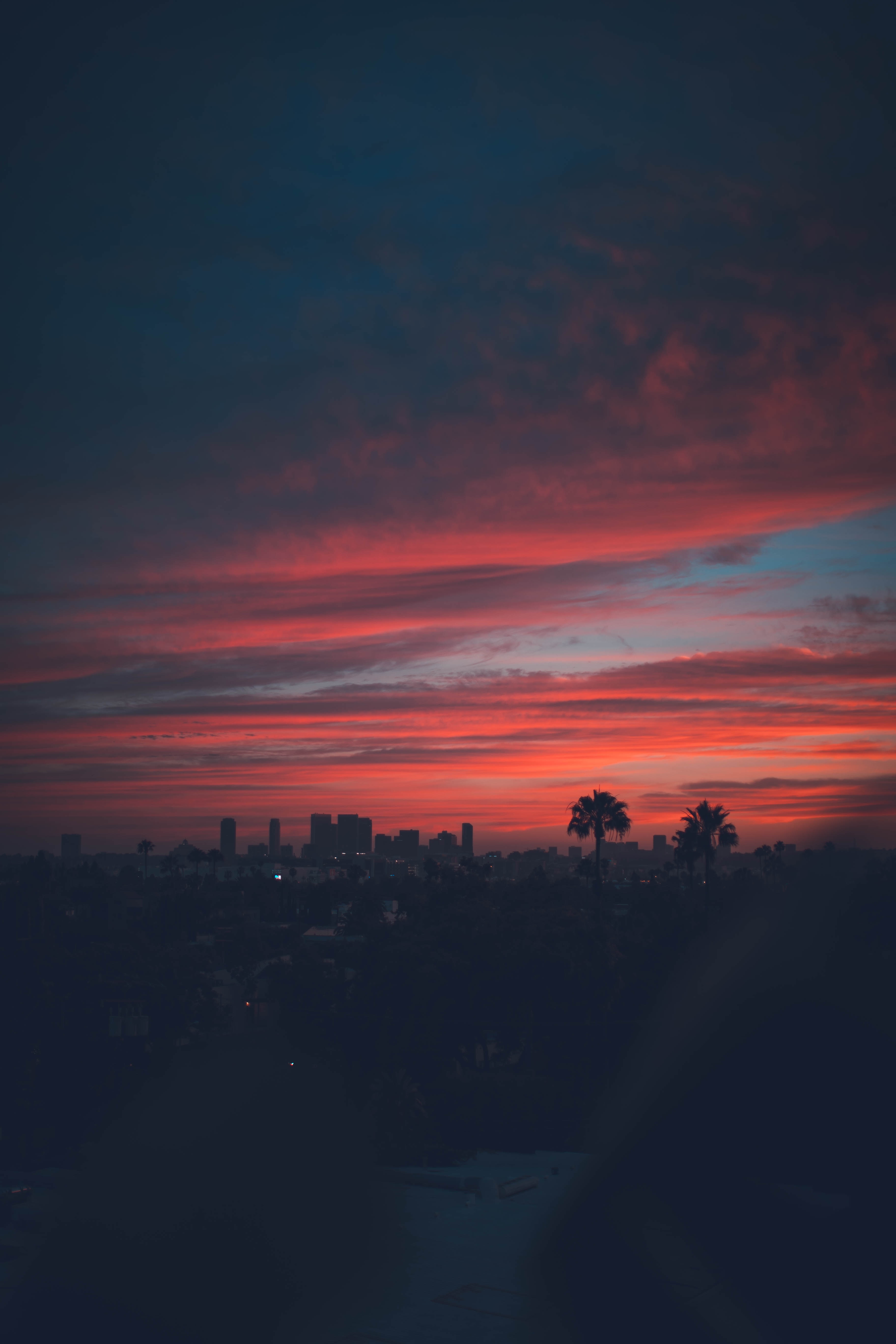 Download wallpaper 3648x5472 sunset, twilight, horizon, city, view hd ...