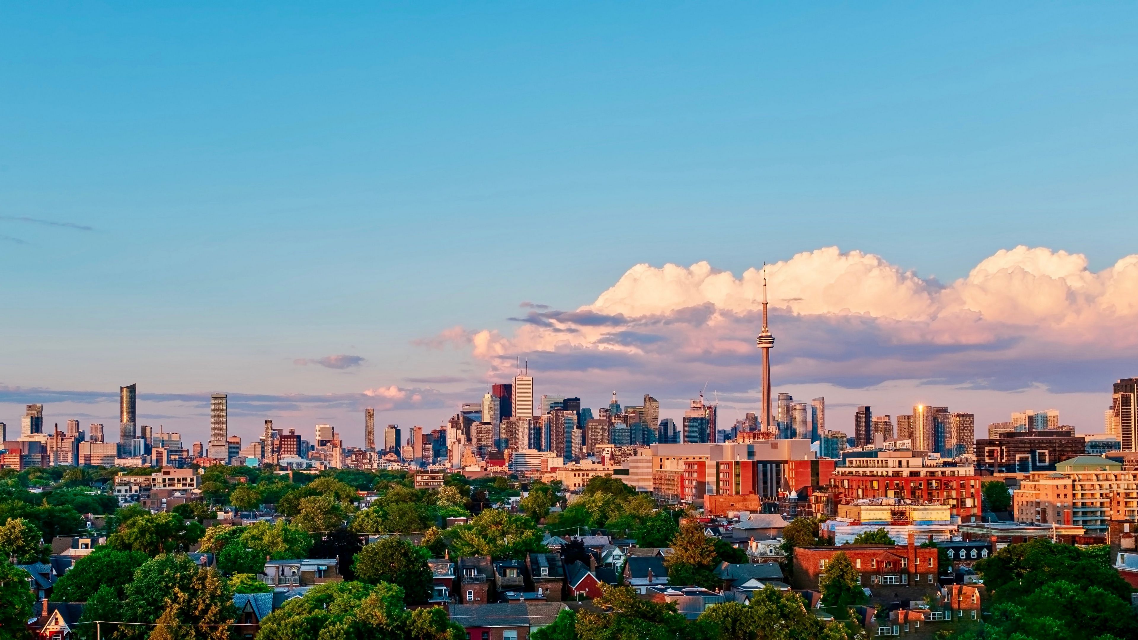 Download wallpaper 3840x2160 tower, building, city, bushes, sky 4k uhd ...