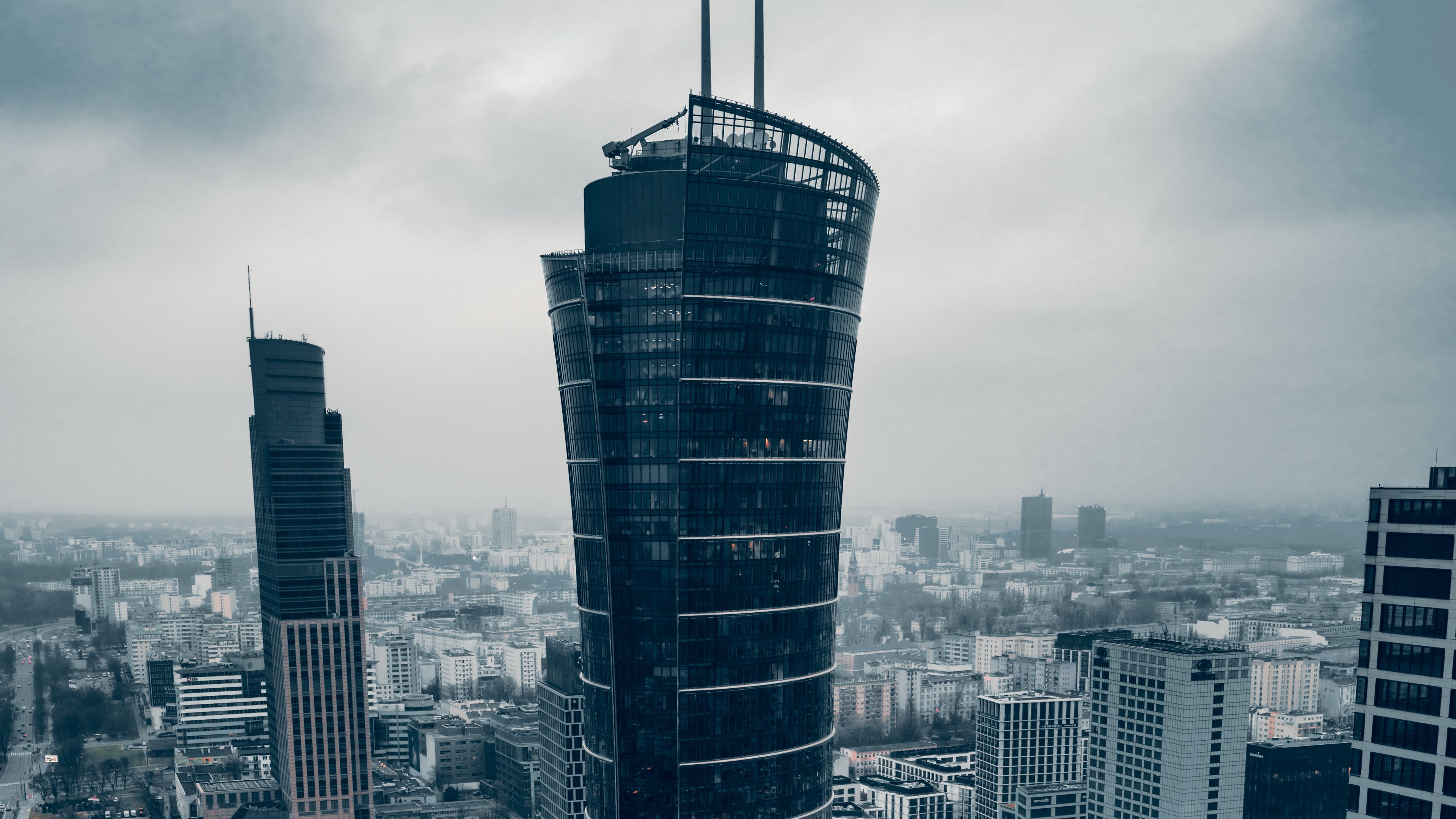 Download wallpaper 3840x2160 tower, building, city, aerial view ...