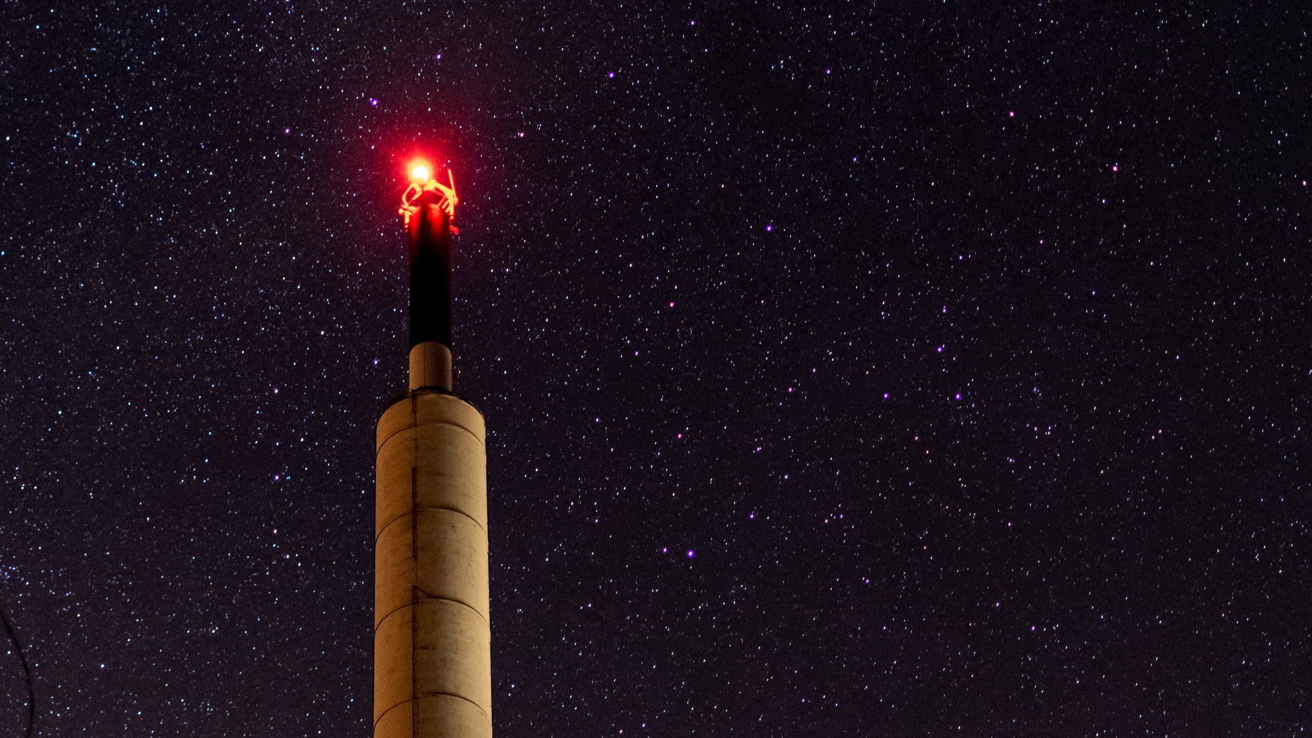 Download wallpaper 2560x1440 tower, building, dark, night, starry sky ...