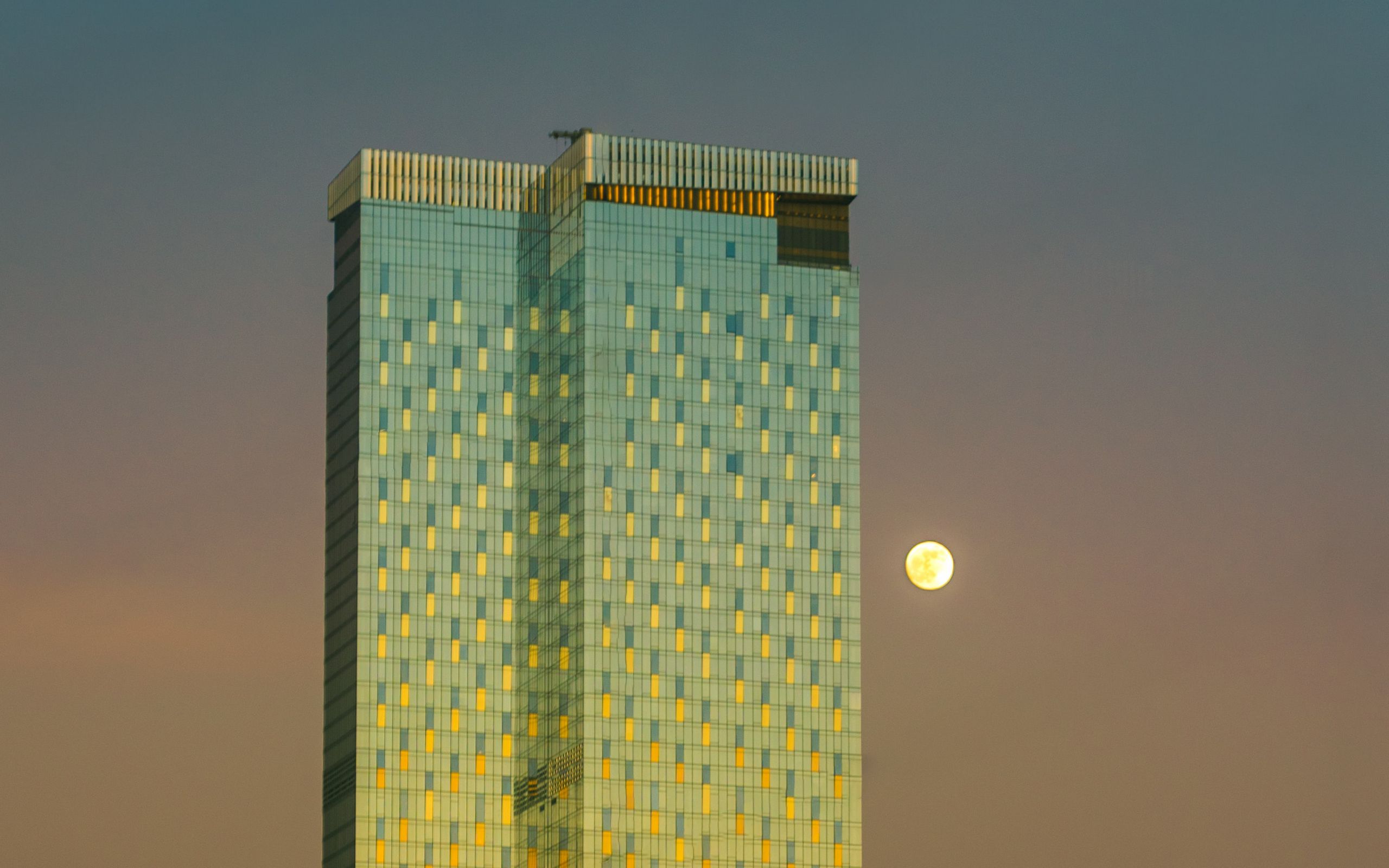 Download wallpaper 2560x1600 tower, moon, building, architecture ...