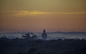 Wallpaper tower, trees, fog, nature hd, picture, image