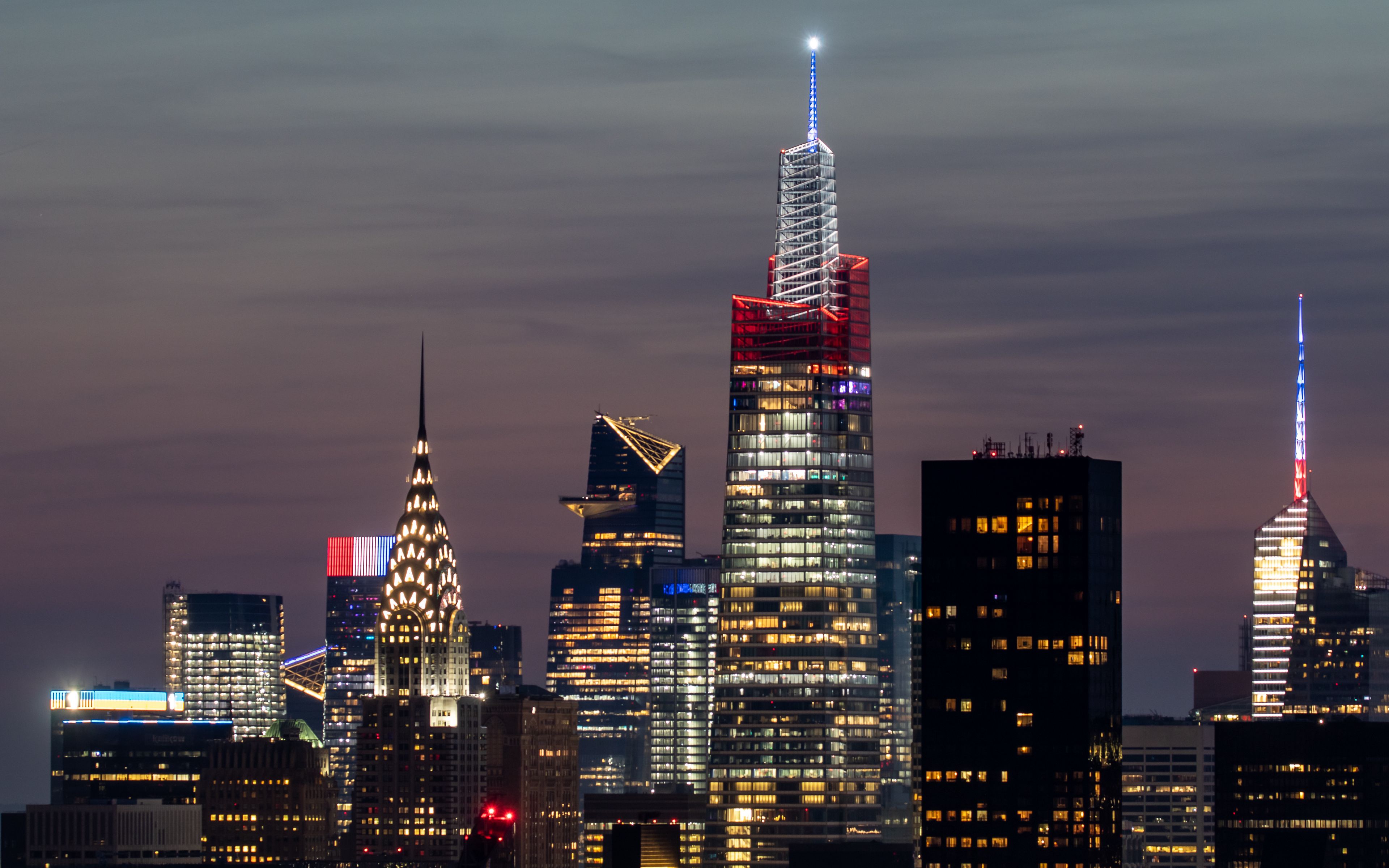 Download wallpaper 3840x2400 towers, skyscrapers, city, lights, night ...