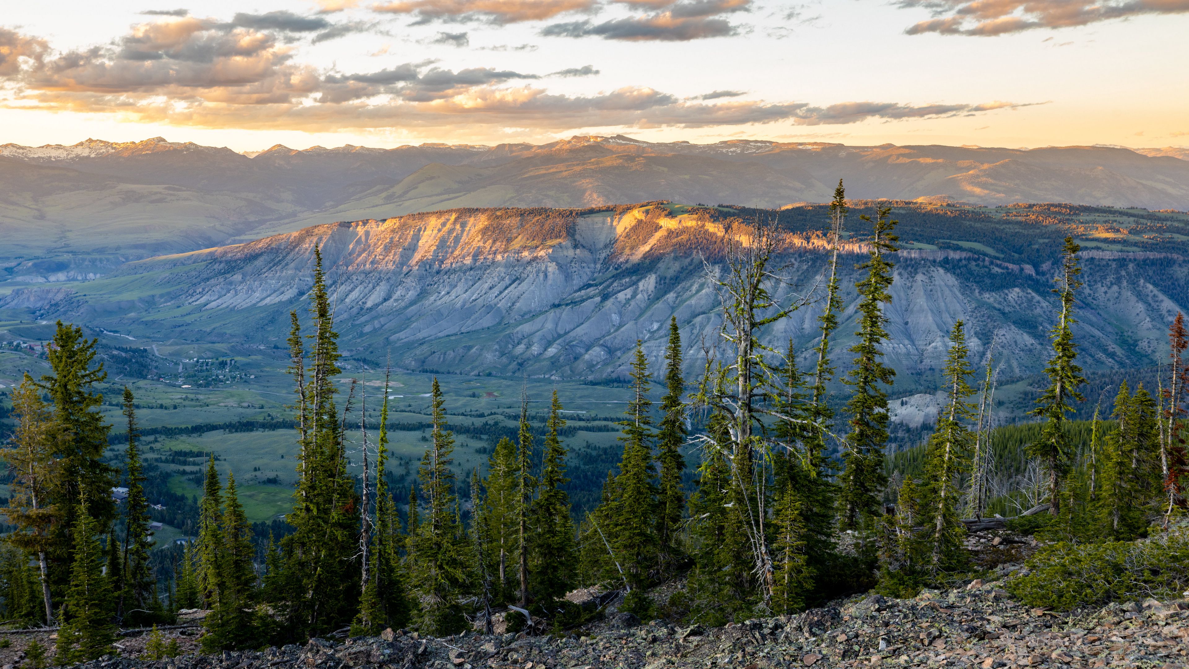 Download wallpaper 3840x2160 trees, mountains, clouds, landscape ...