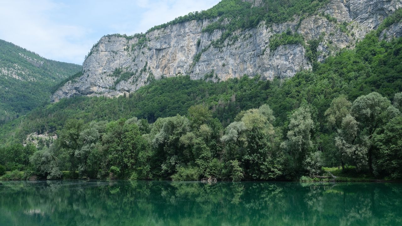 Wallpaper trees, river, reflection, mountains hd, picture, image