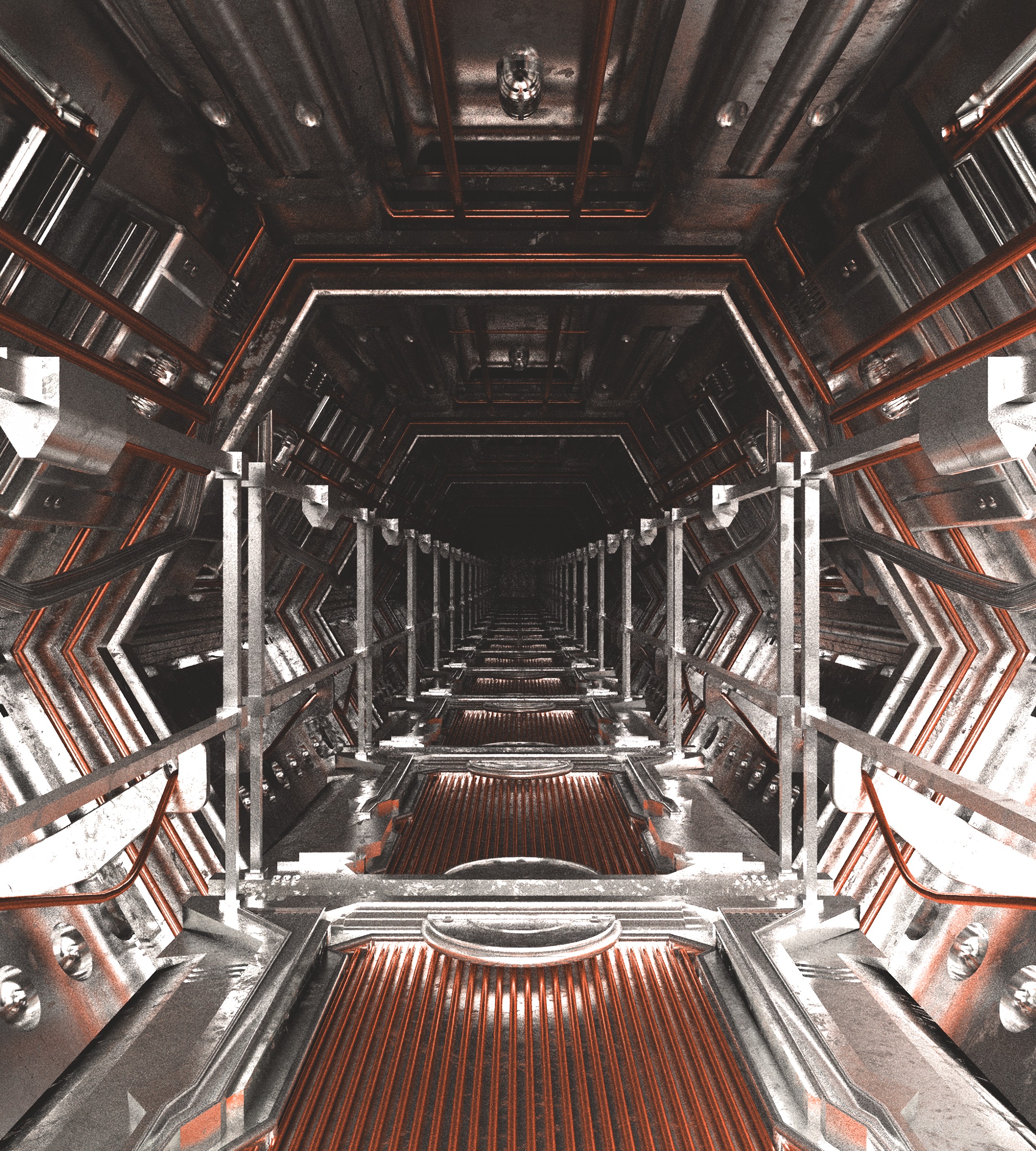 Download wallpaper 2160x2400 tunnel, corridor, perspective, art, sci-fi ...