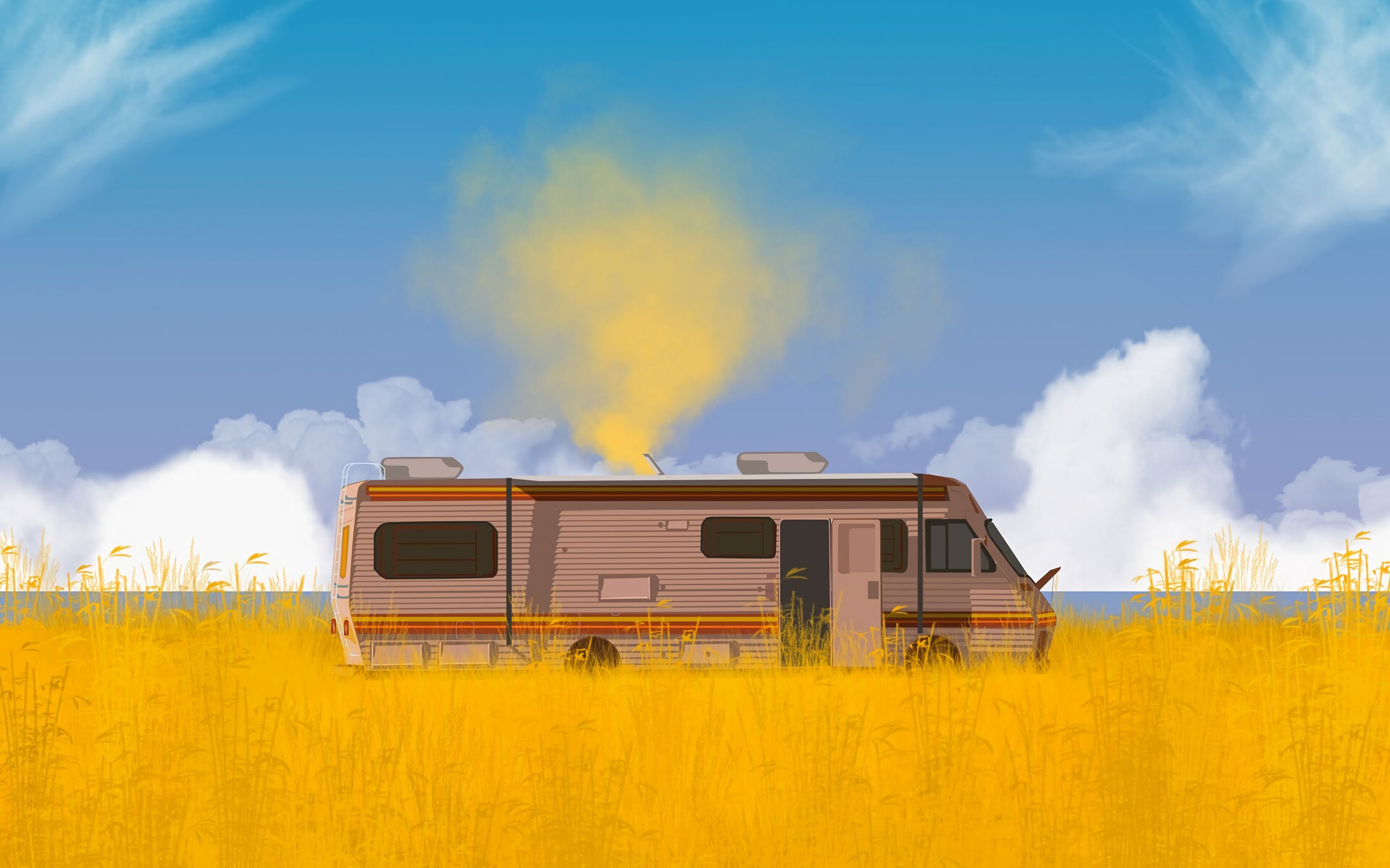 Download wallpaper 3840x2400 van, car, colored smoke, art 4k ultra hd ...