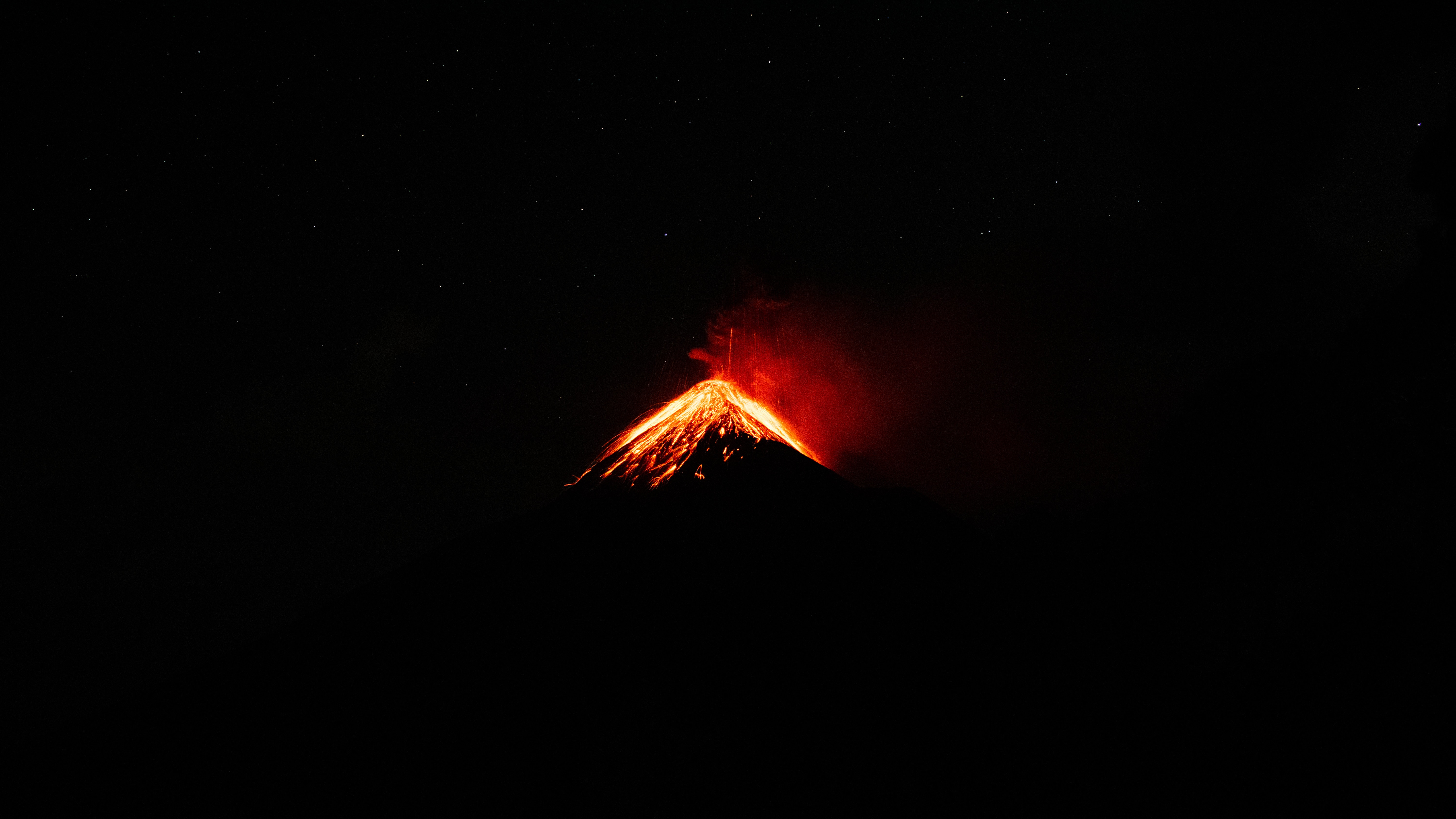 Download wallpaper 6000x3375 volcano, crater, eruption, night, dark hd ...