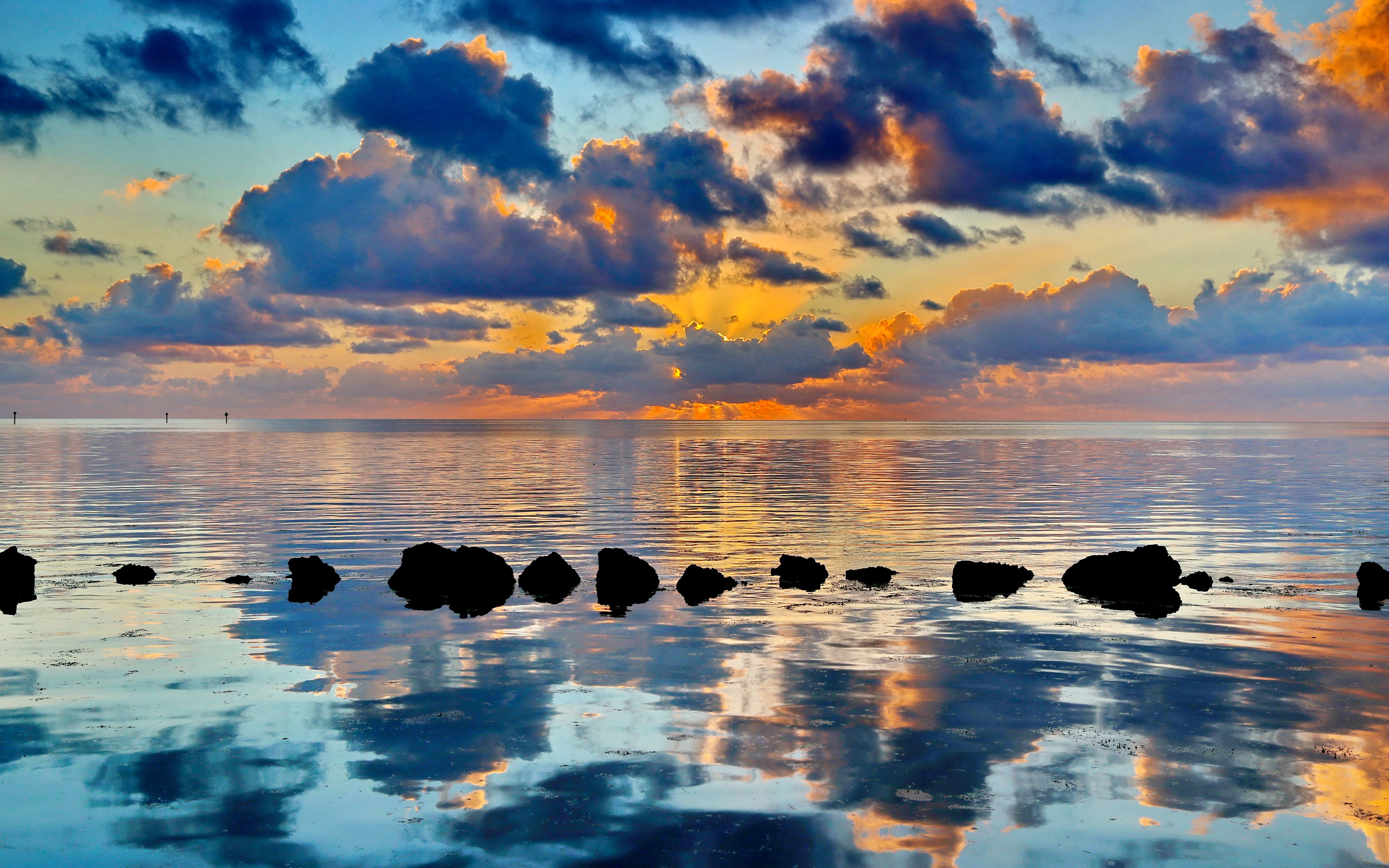 Download wallpaper 3840x2400 water, horizon, sunset 4k ultra hd 16:10 ...