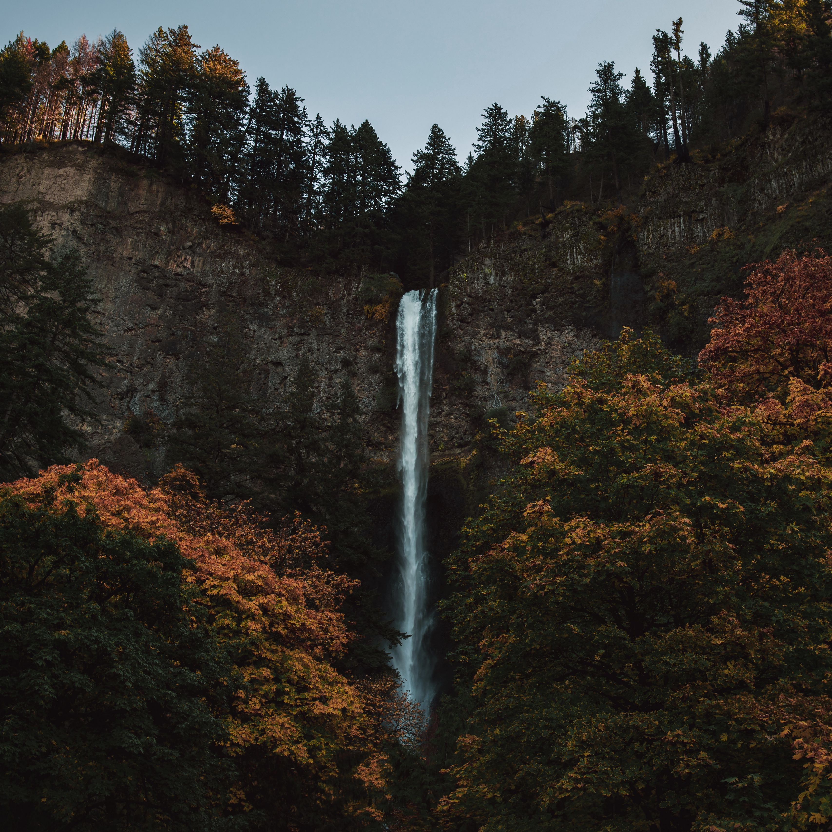 Download wallpaper 3415x3415 waterfall, cliff, trees, landscape ipad ...