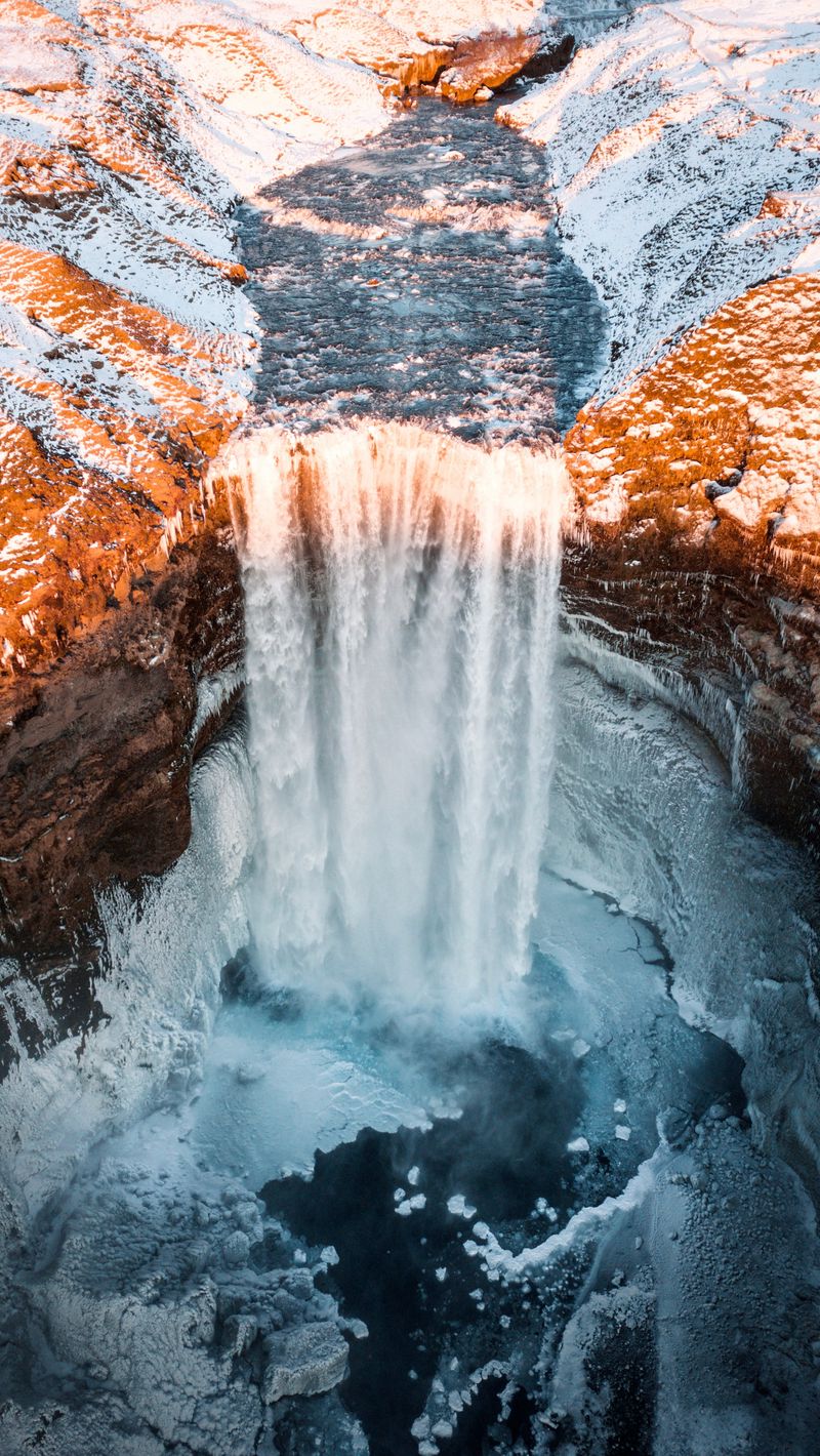 Download wallpaper 800x1420 waterfall, flow, ice, break, snow iphone se ...