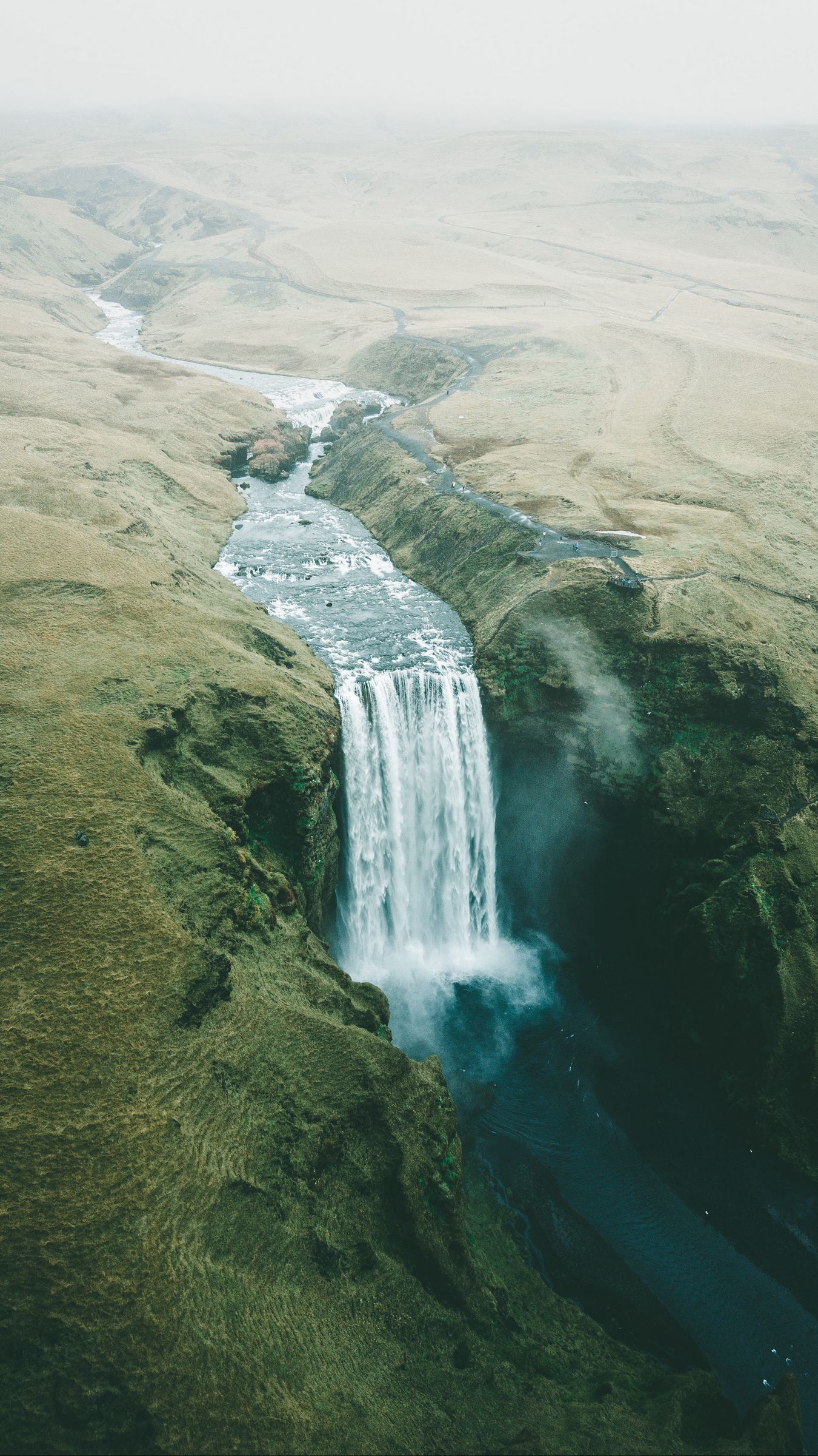 Download wallpaper 1350x2400 waterfall, fog, flow, water, break iphone ...