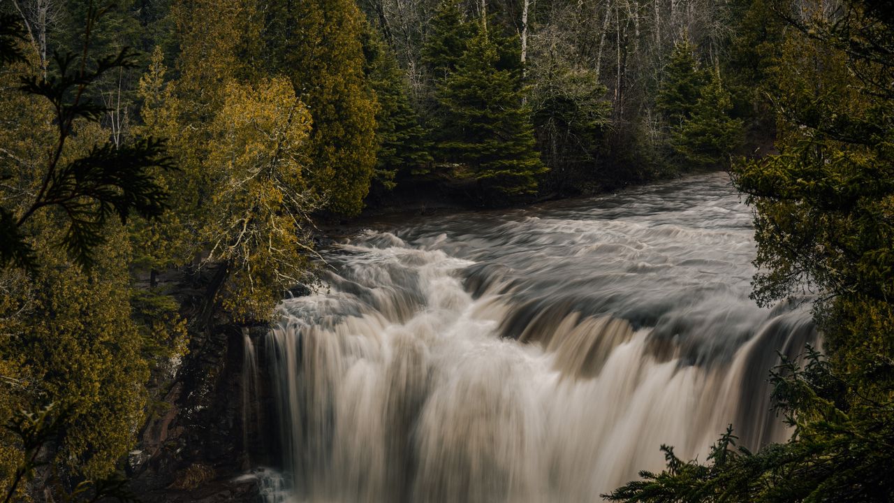 Wallpaper waterfall, river, forest, water, landscape, nature hd ...