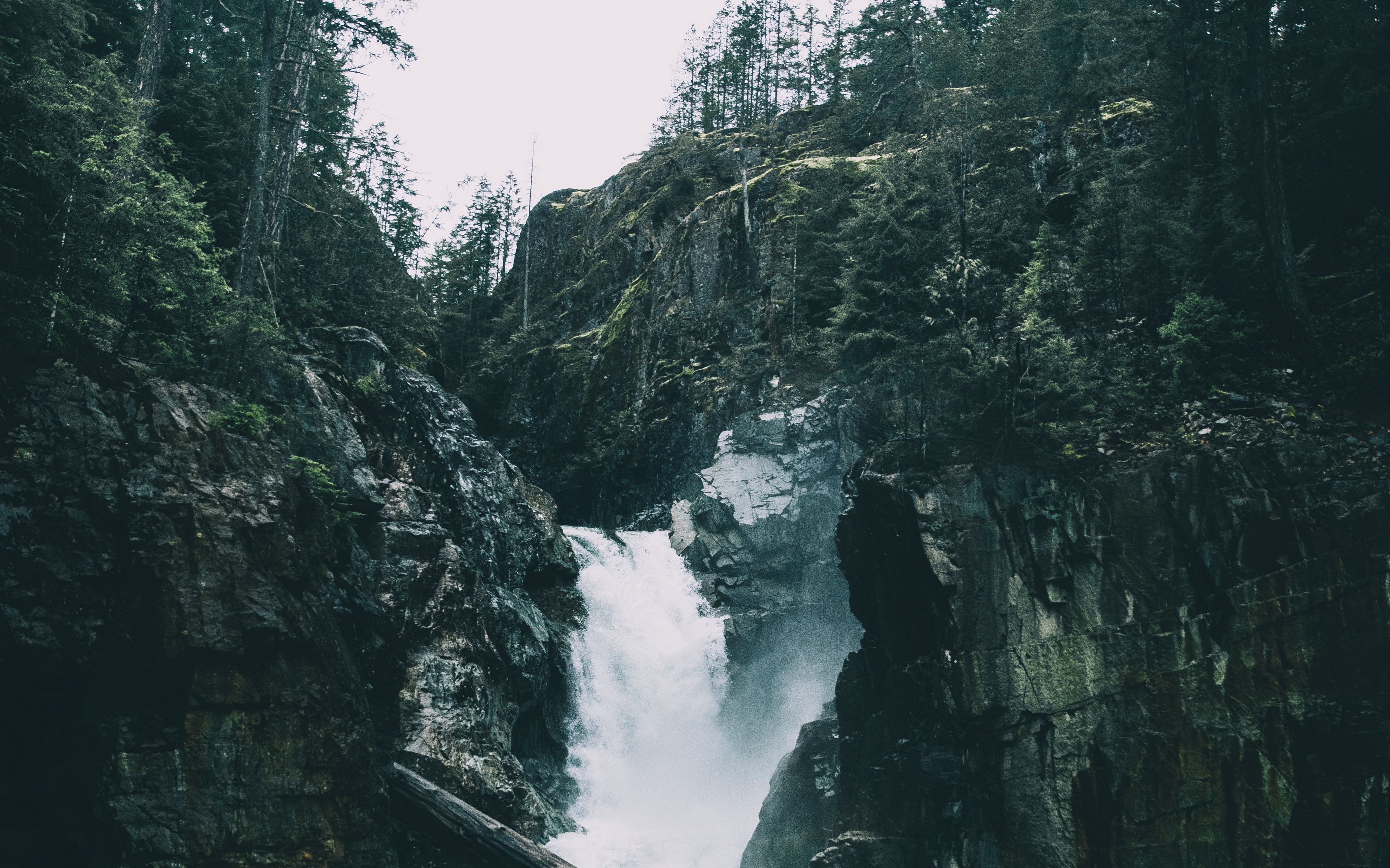 Download wallpaper 3840x2400 waterfall, river, rock, water, trees ...