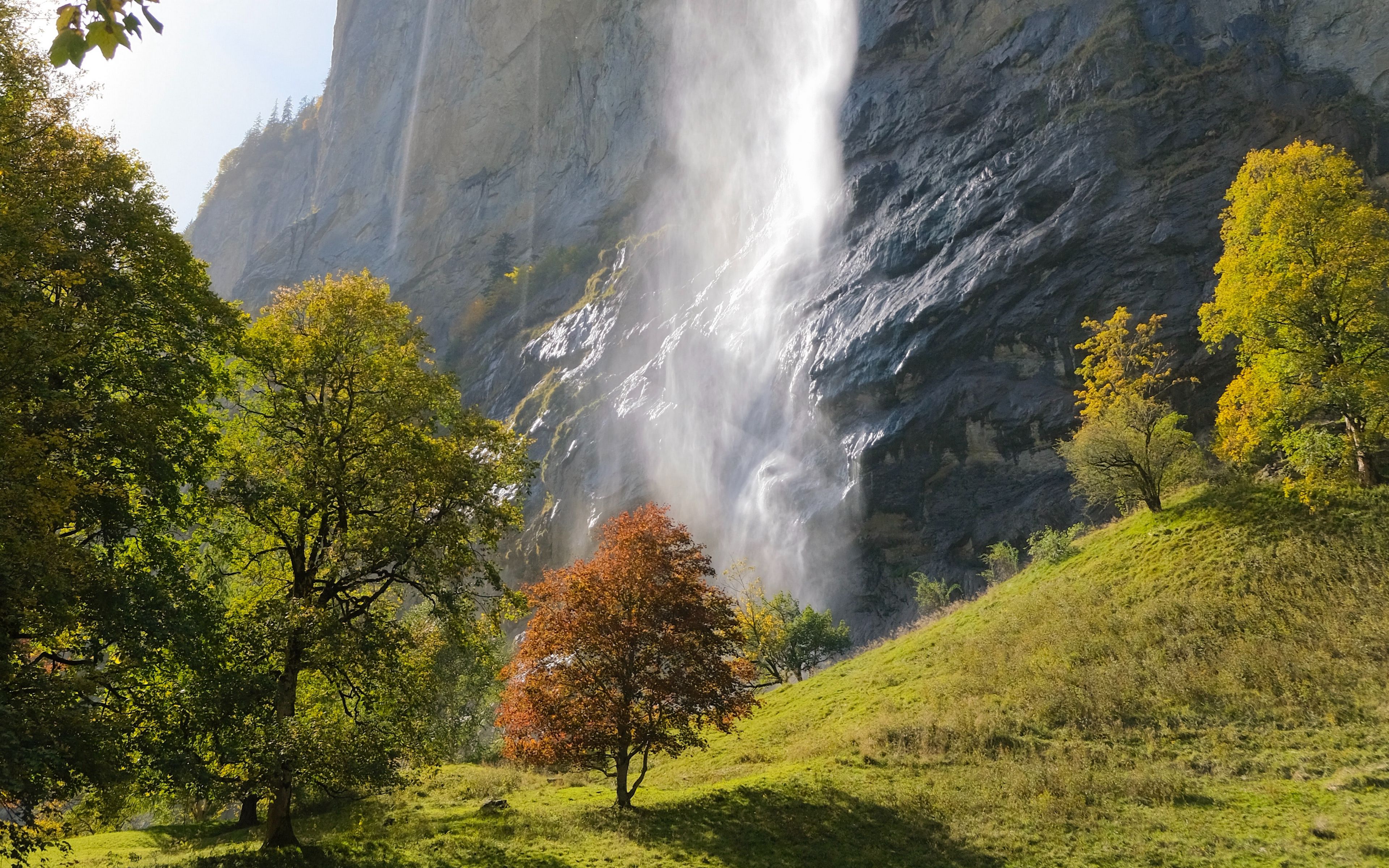 Download wallpaper 3840x2400 waterfall, rock, trees, landscape 4k ultra ...