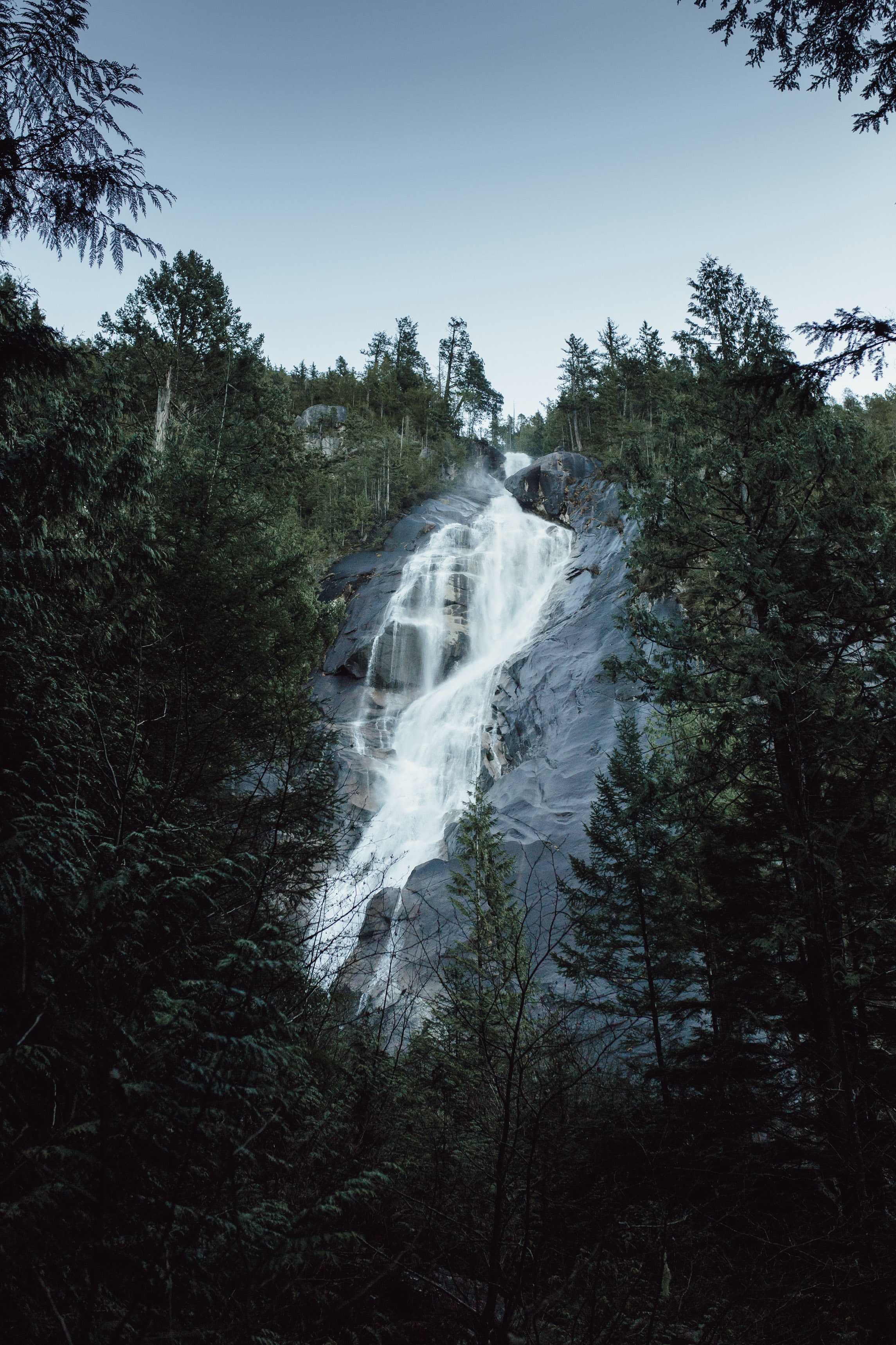 Download wallpaper 2290x3435 waterfall, rock, trees, water, landscape ...