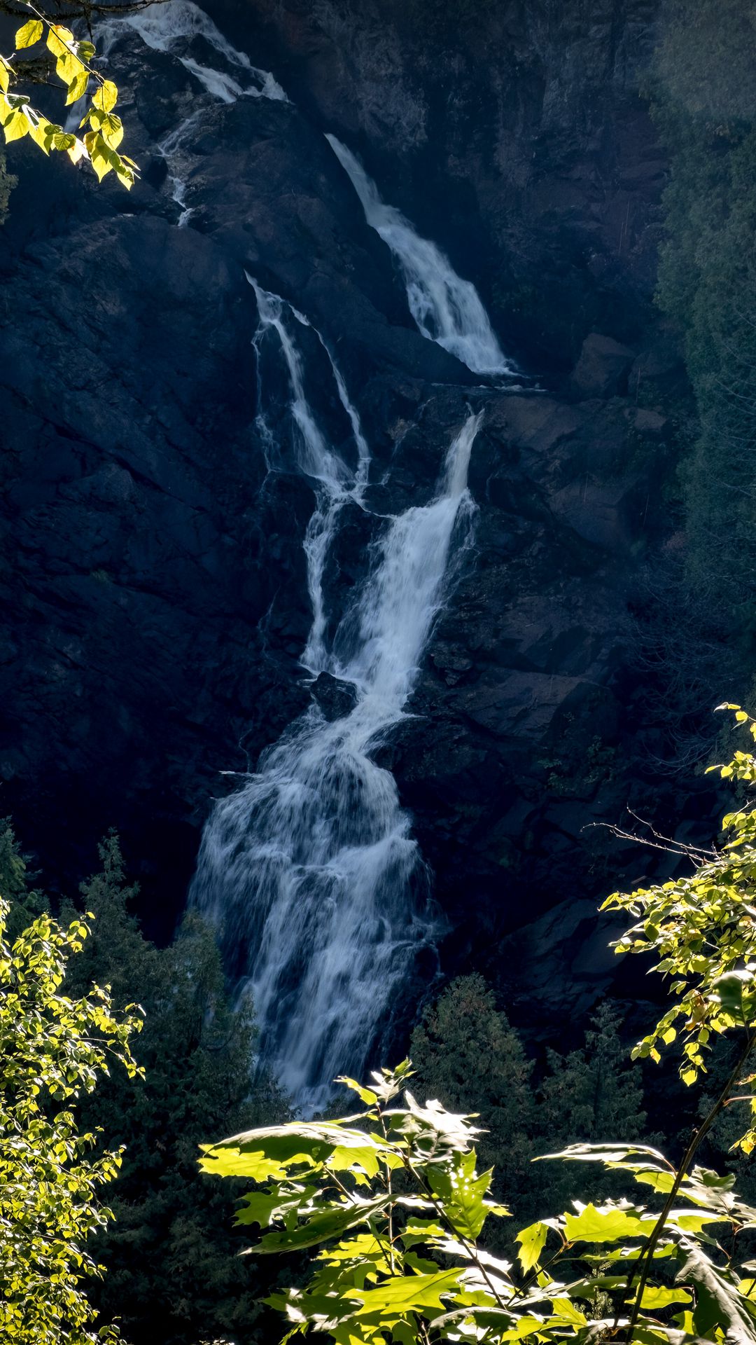 Download wallpaper 1080x1920 waterfall, rock, trees, landscape, nature ...