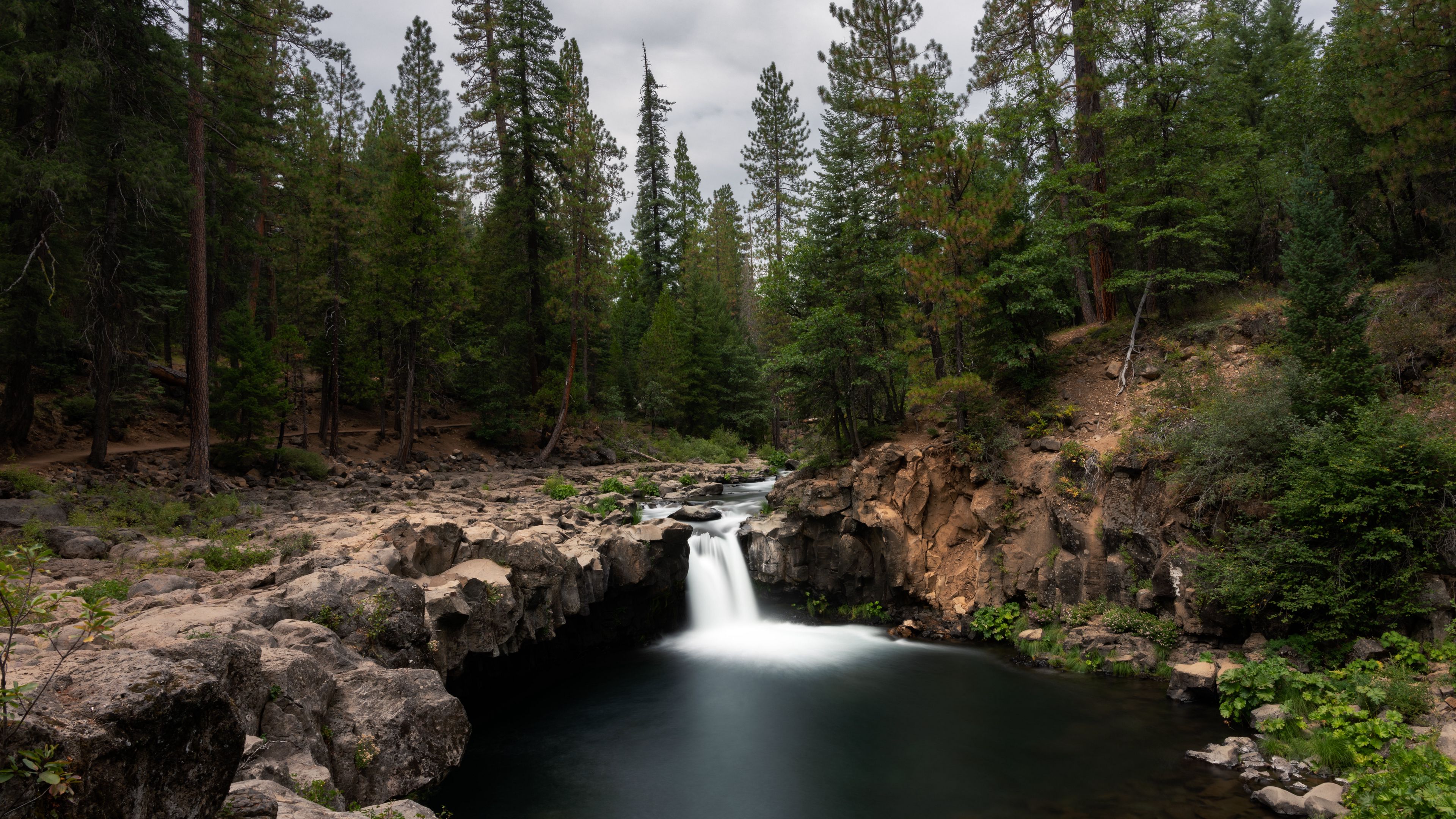Download wallpaper 3840x2160 waterfall, rocks, stones, trees 4k uhd 16: ...