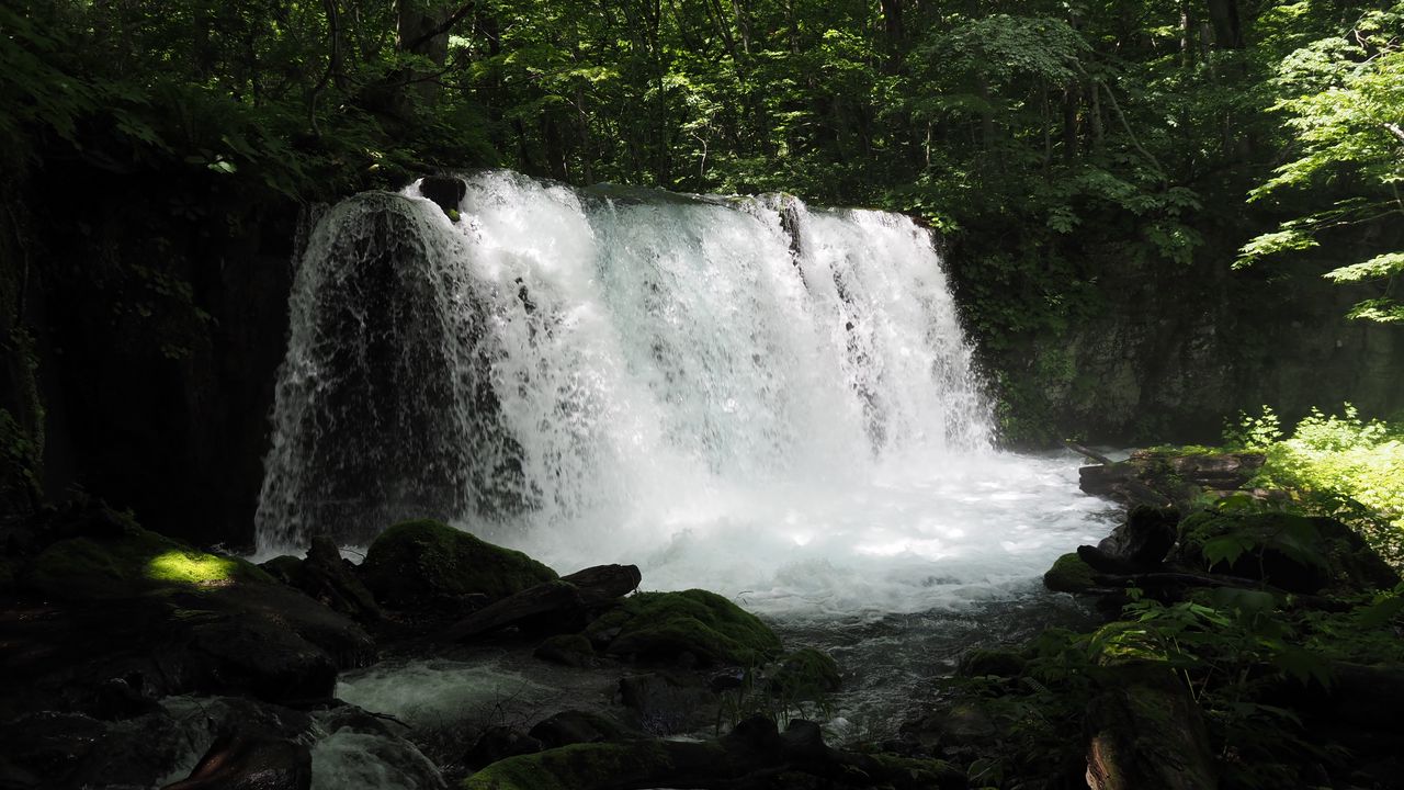 Wallpaper waterfall, water, rocks, trees, landscape, nature hd, picture ...