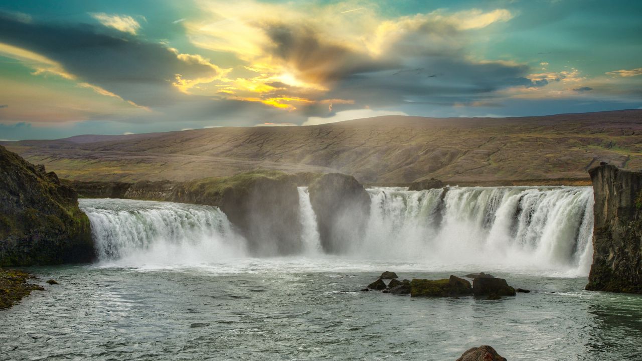 Wallpaper waterfall, water, rocks, landscape, nature hd, picture, image