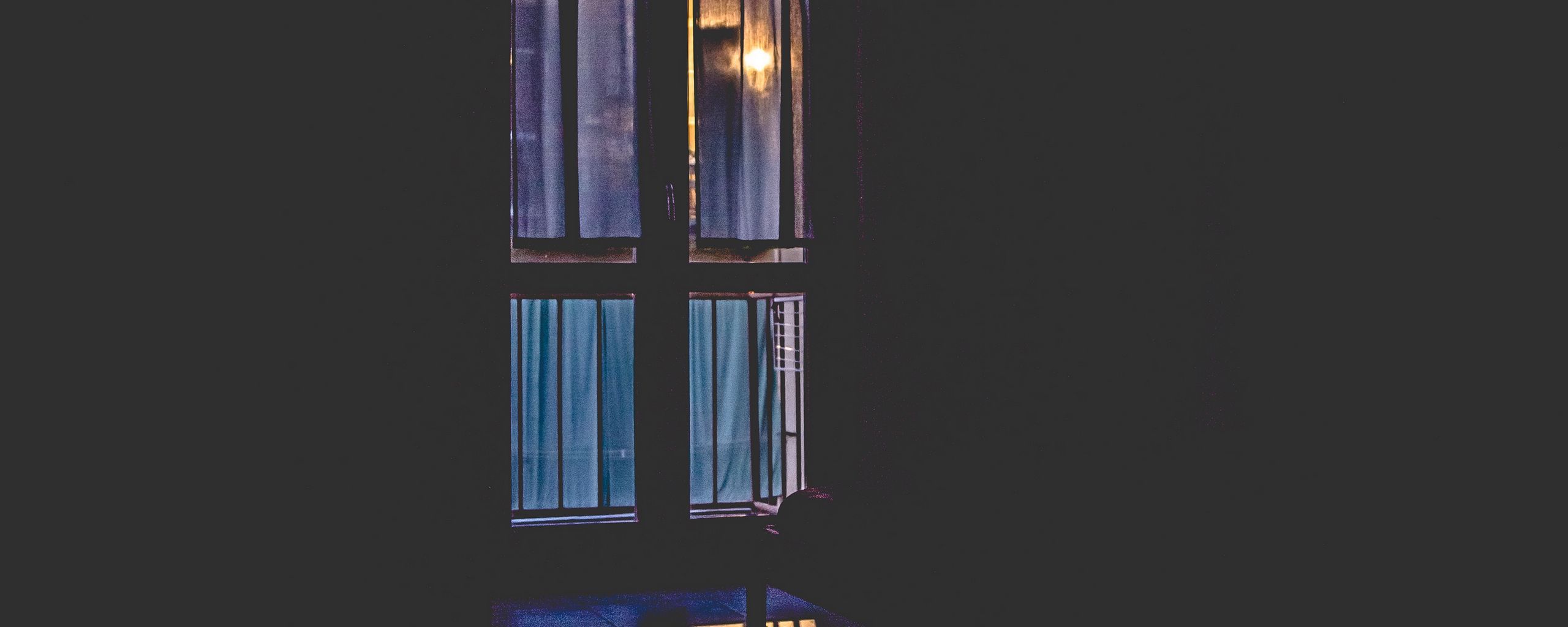 Download wallpaper 2560x1024 window, night, light, shadow ultrawide ...