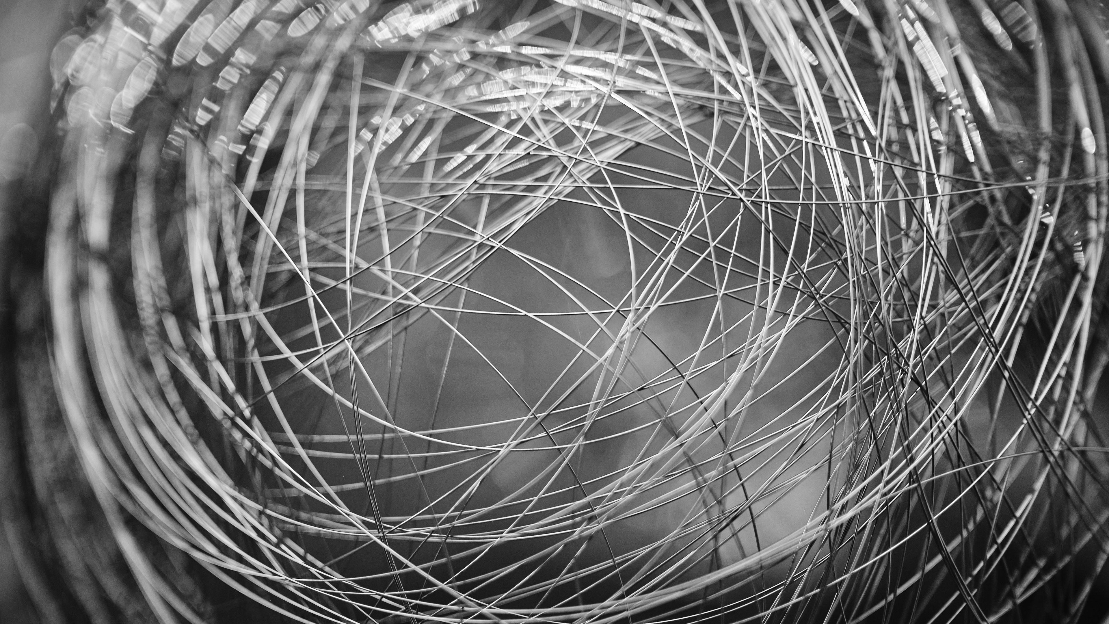 Download wallpaper 3840x2160 wire, weave, black and white, macro 4k uhd ...